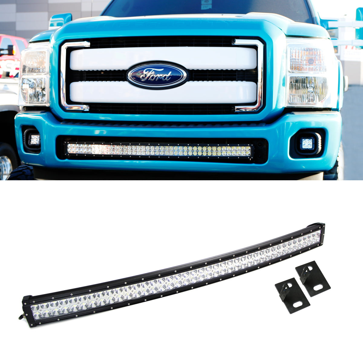 240W 40-42" LED Light Bar w/ Lower Bumper Bracket For 11-16 F250 F350 ...