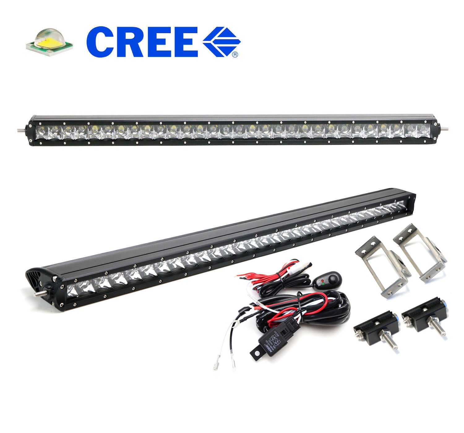 150W 30" LED Light Bar w/Behind Grille Mount Bracket, Wiring For 11-16 ...