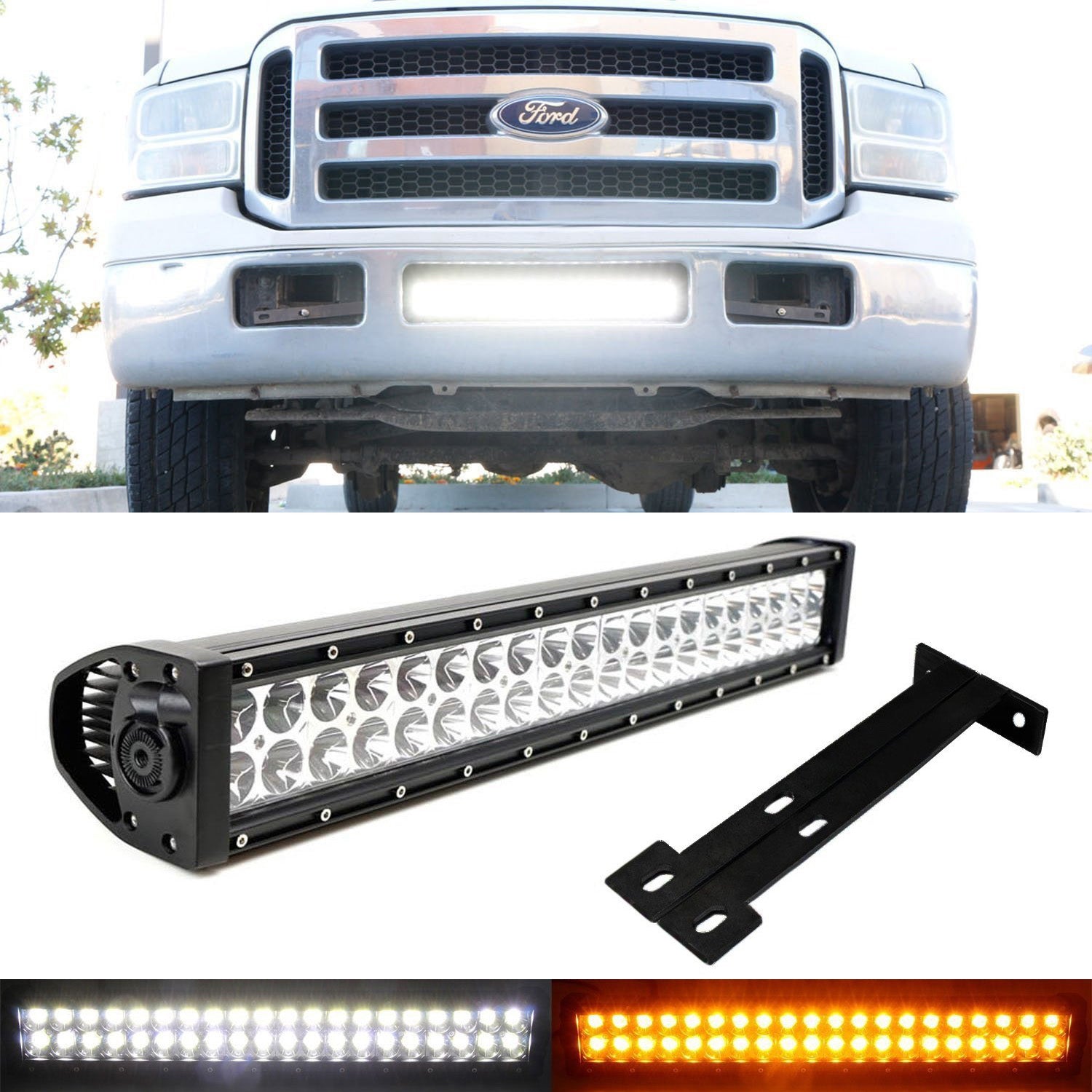 Dual Color LED Light Bar w/ Mount Bracket/Wirings For 99-07 F250 F350 ...
