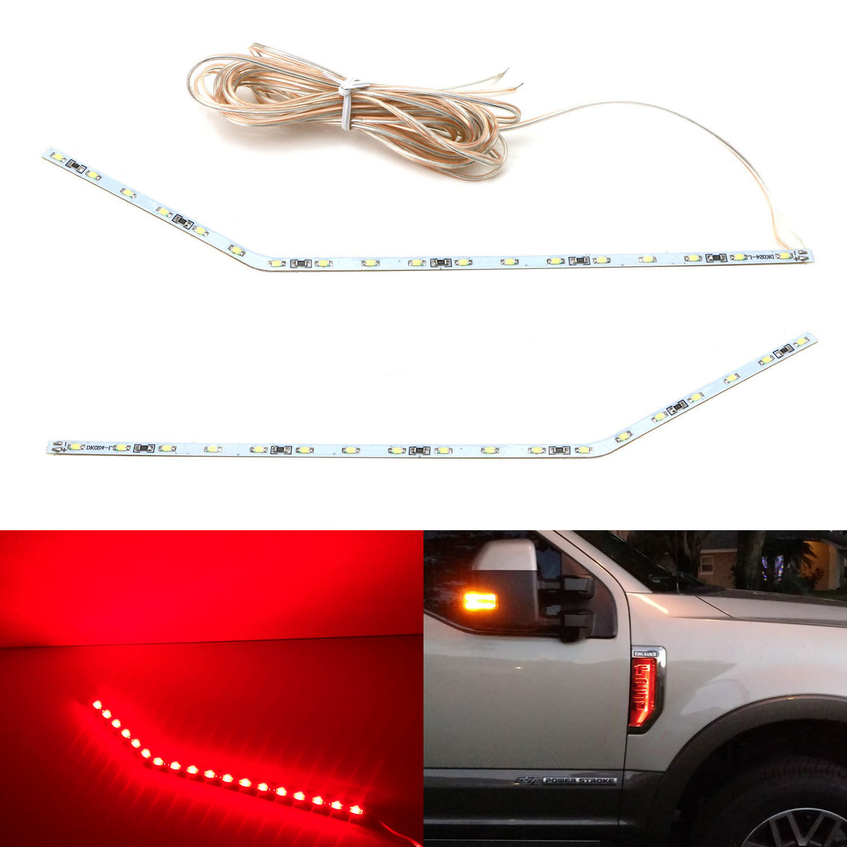 Red LED Background Illumination Kit 17-22 F250 F350 F450 Side Fender E ...