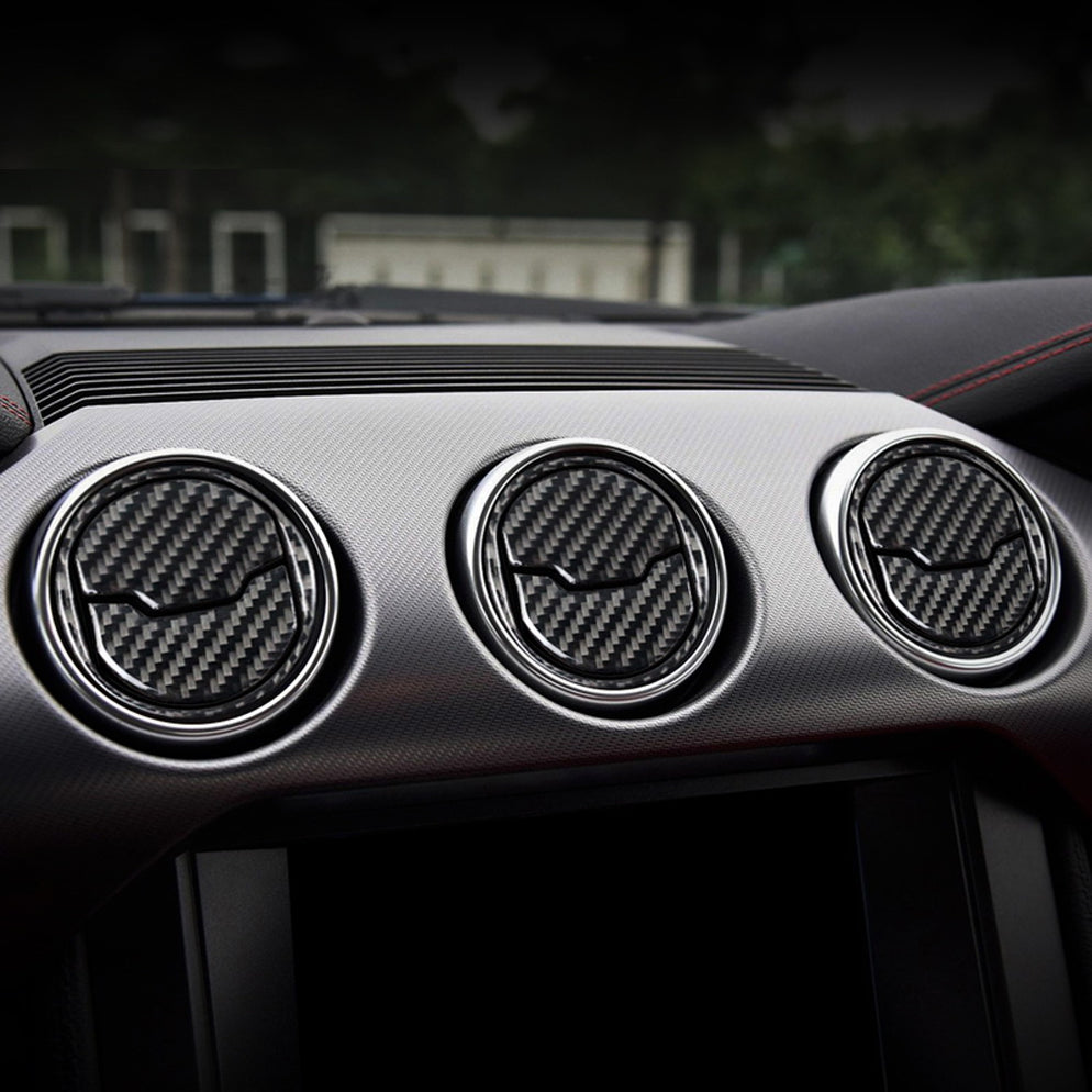 Carbon Fiber Overlay Trims For 15-23 Ford Mustang Center Dashboard AC ...