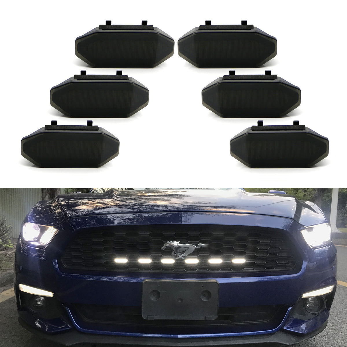6pc White LED Front Grille Insert DRL Driving Light Kit For 2015-17 Fo ...