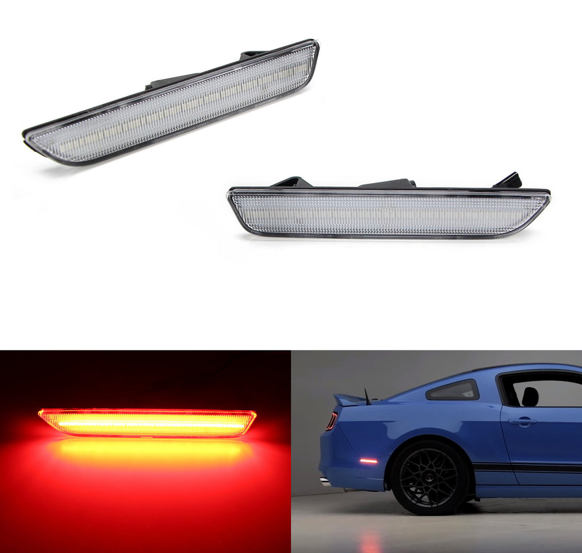Clear Lens LED Rear Side Marker Lamps w/ Red LED Lights For 10-14 Ford ...