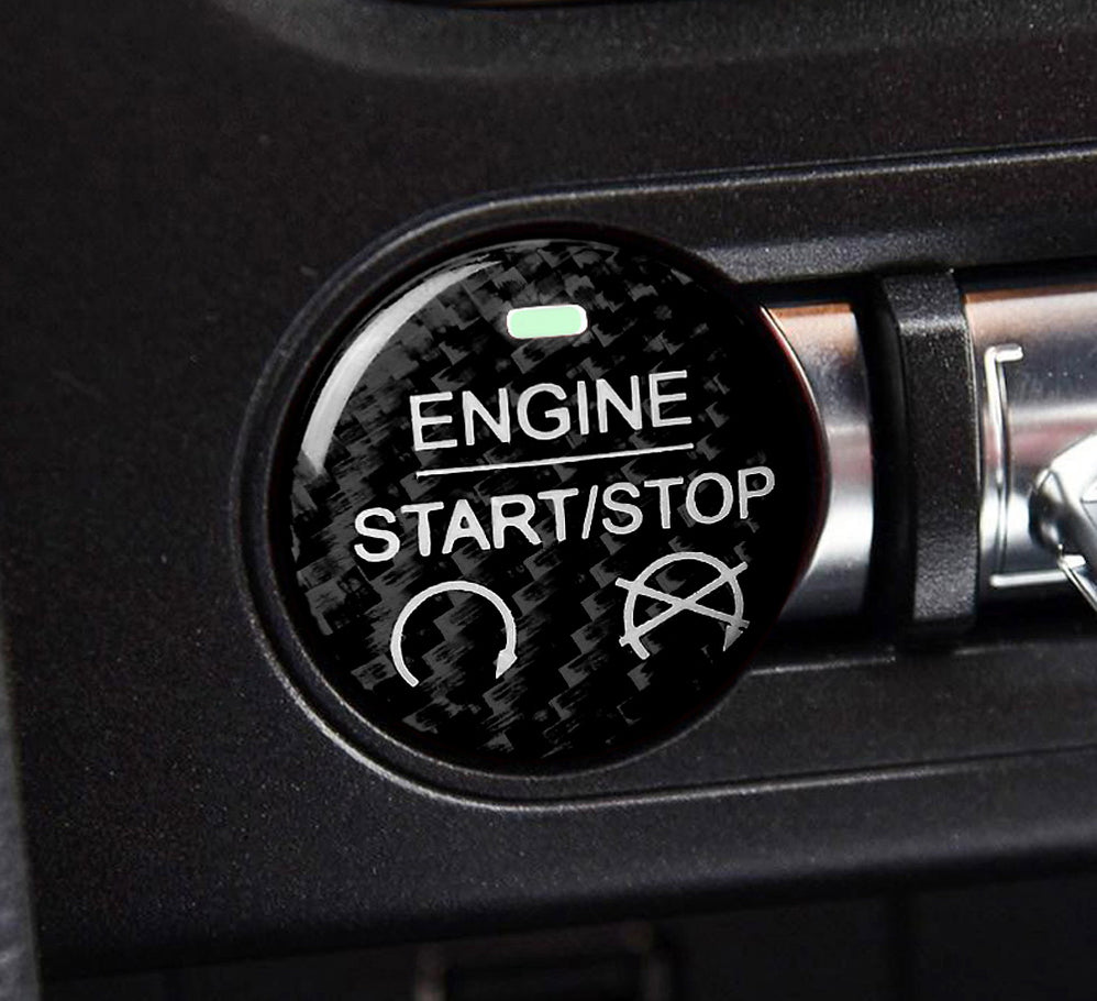 Black Keyless Engine Push Start Button Cover For 15-22 Ford Mustang ...