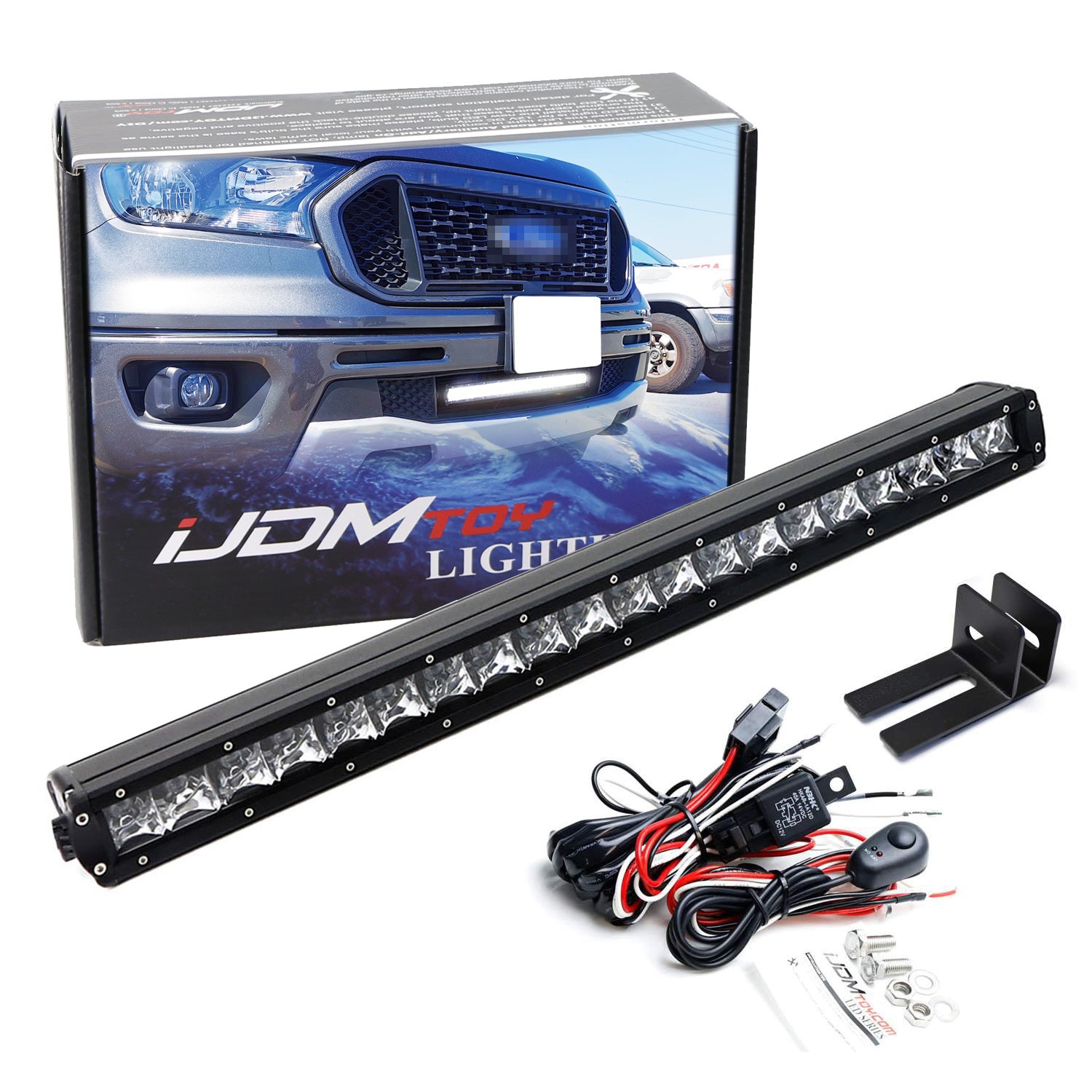 Lower Grille Mount 100W LED Light Bar w/Brackets, Wiring For 2019-up F ...