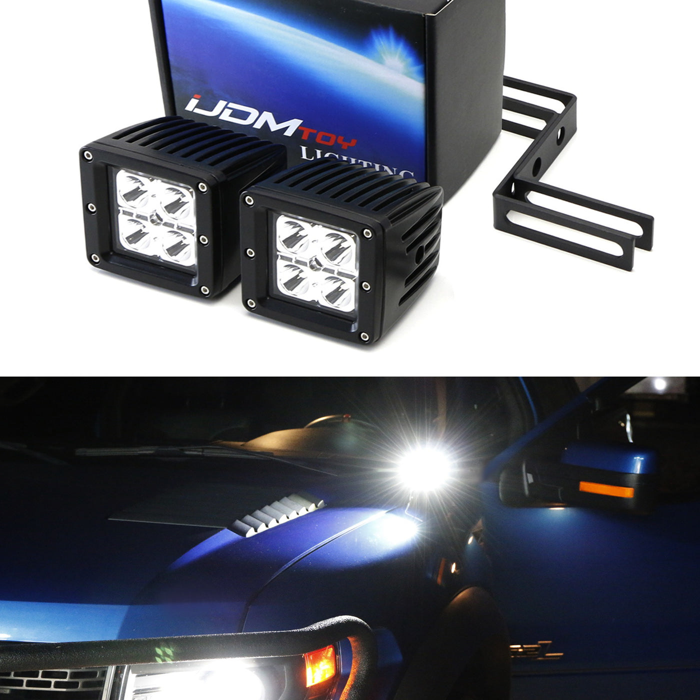 40W CREE LED Pod Lights w/ A-Pillar Mount Brackets, Wiring For Ford F- — iJDMTOY.com
