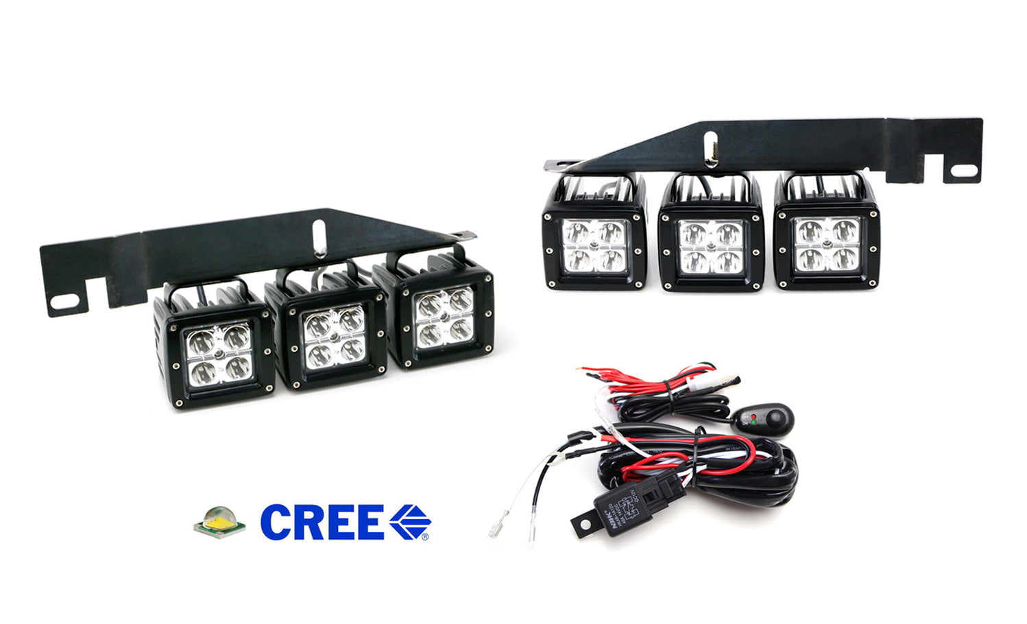 120W Triple LED Fog Light Kit w/Lower Bumper Bracket/Wirings For 17-20 ...