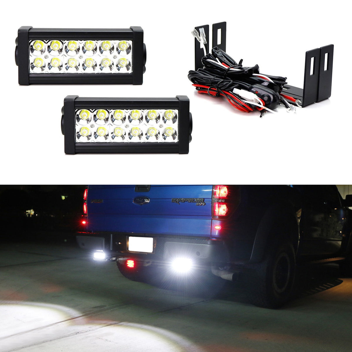 Dual High Power LED Light Bars w/ Rear Bumper Mount Brackets For 09-14 ...