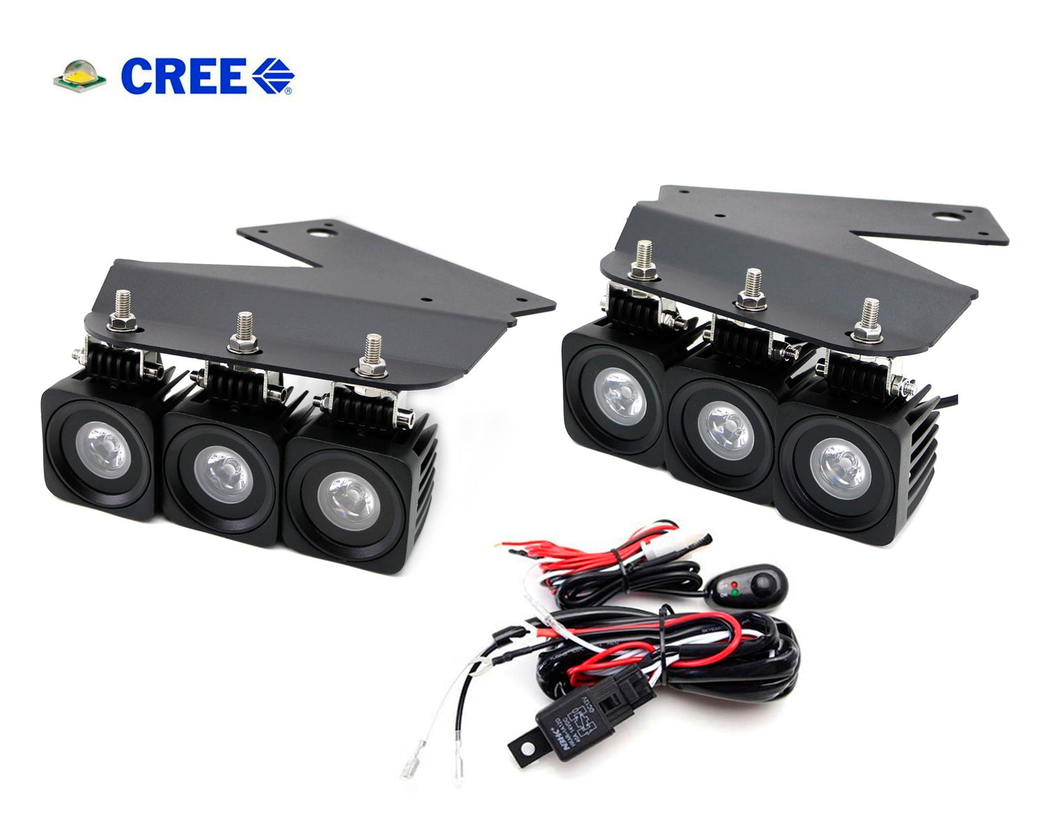 Triple 10W CREE LED Pods w/Lower Bumper Mount Bracket Wire For 10-14 F ...