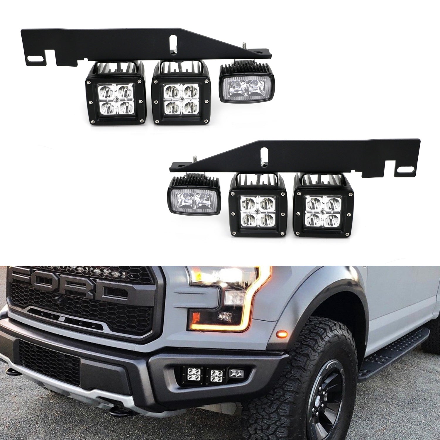White 100W LED Lower Bumper Fog Light Kit w/ Bracket Wire For 17-20 Fo ...
