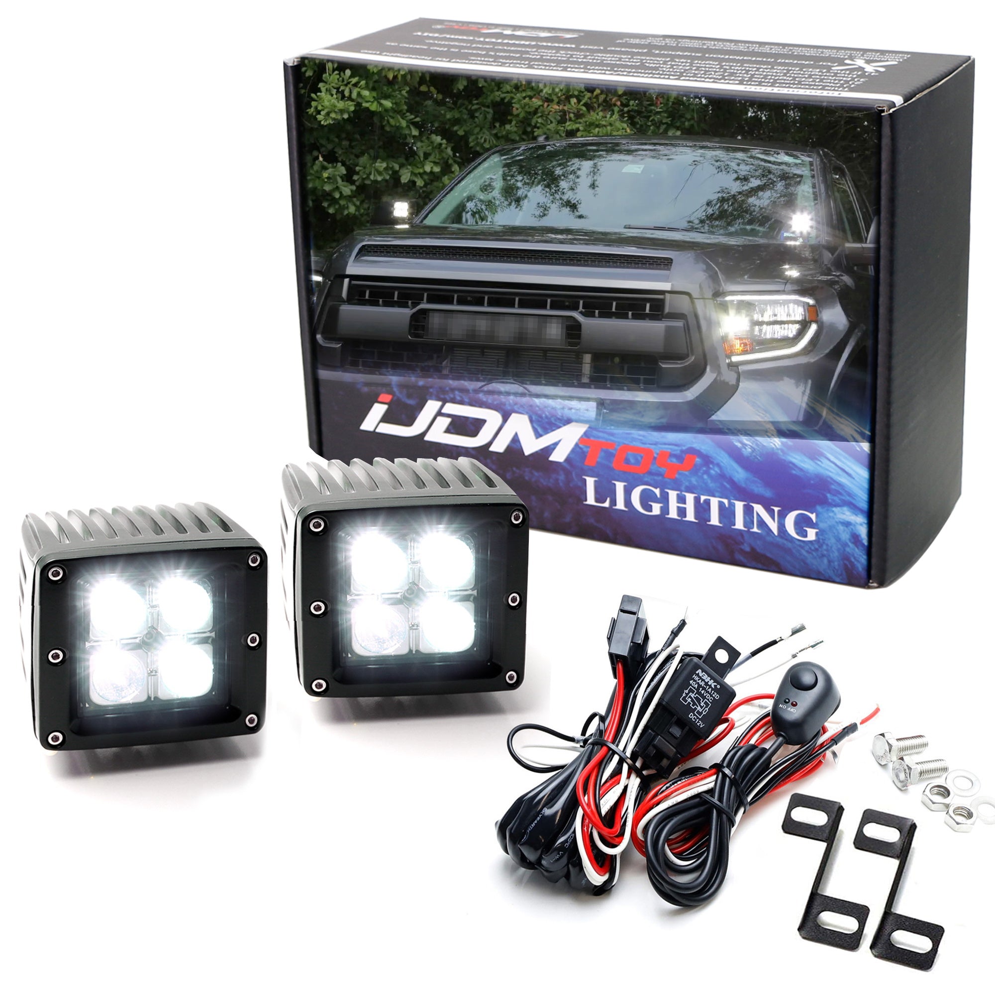 40W CREE LED Pod Light Kit w/ A-Pillar Brackets, Wirings For 07-21 Toy — iJDMTOY.com