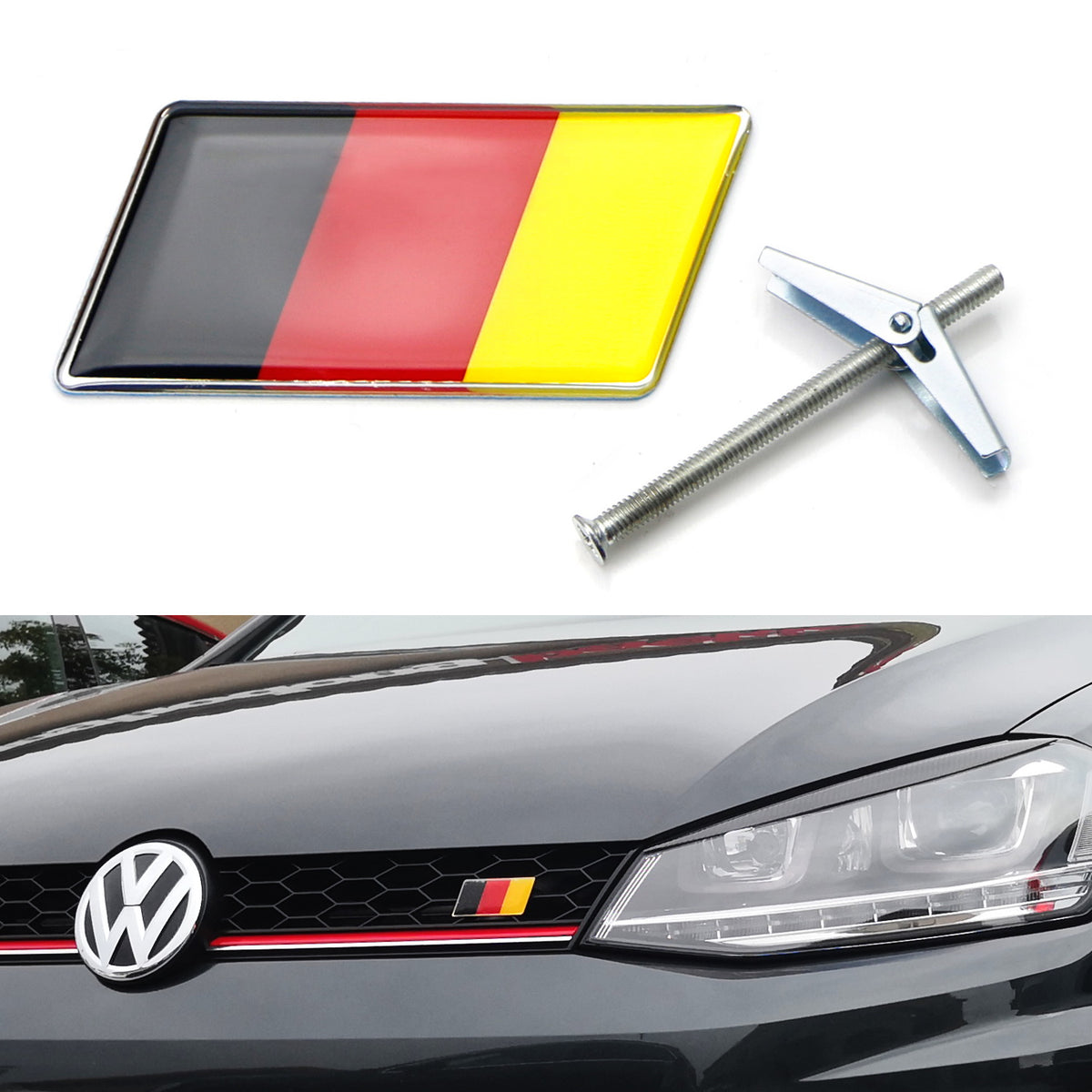 Germany Flag Emblem Badge w/ Grille/Mesh Mount Toggle Bolt Anchor For ...