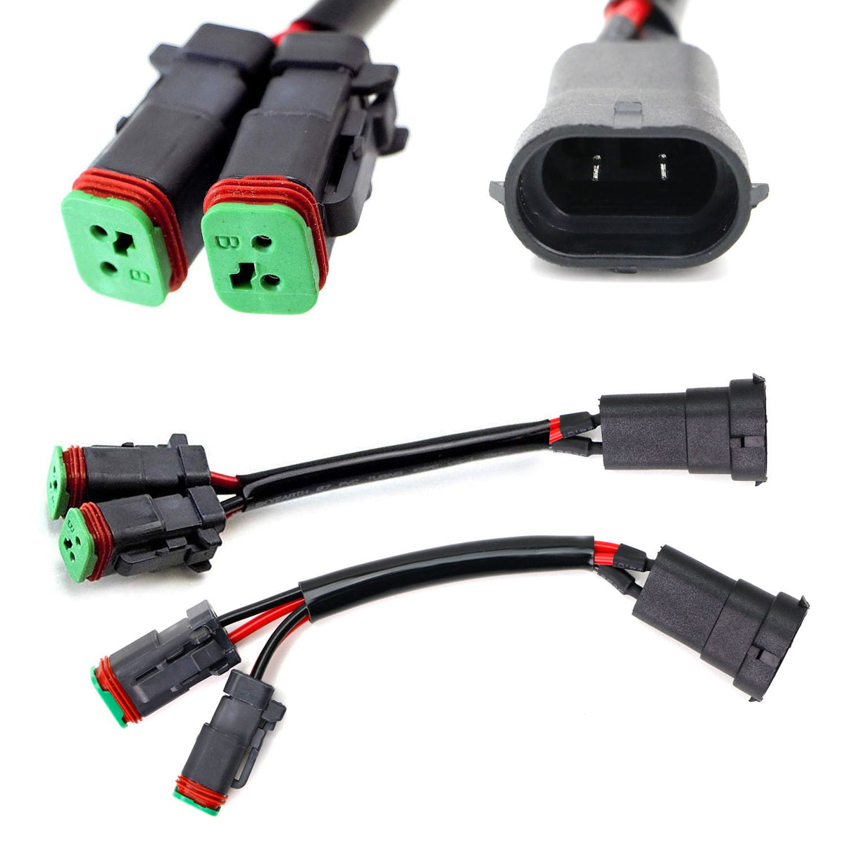 (2) Y-Shape Dual Outputs H11 H8 To Deutsch DT DTP Adapters Connectors ...
