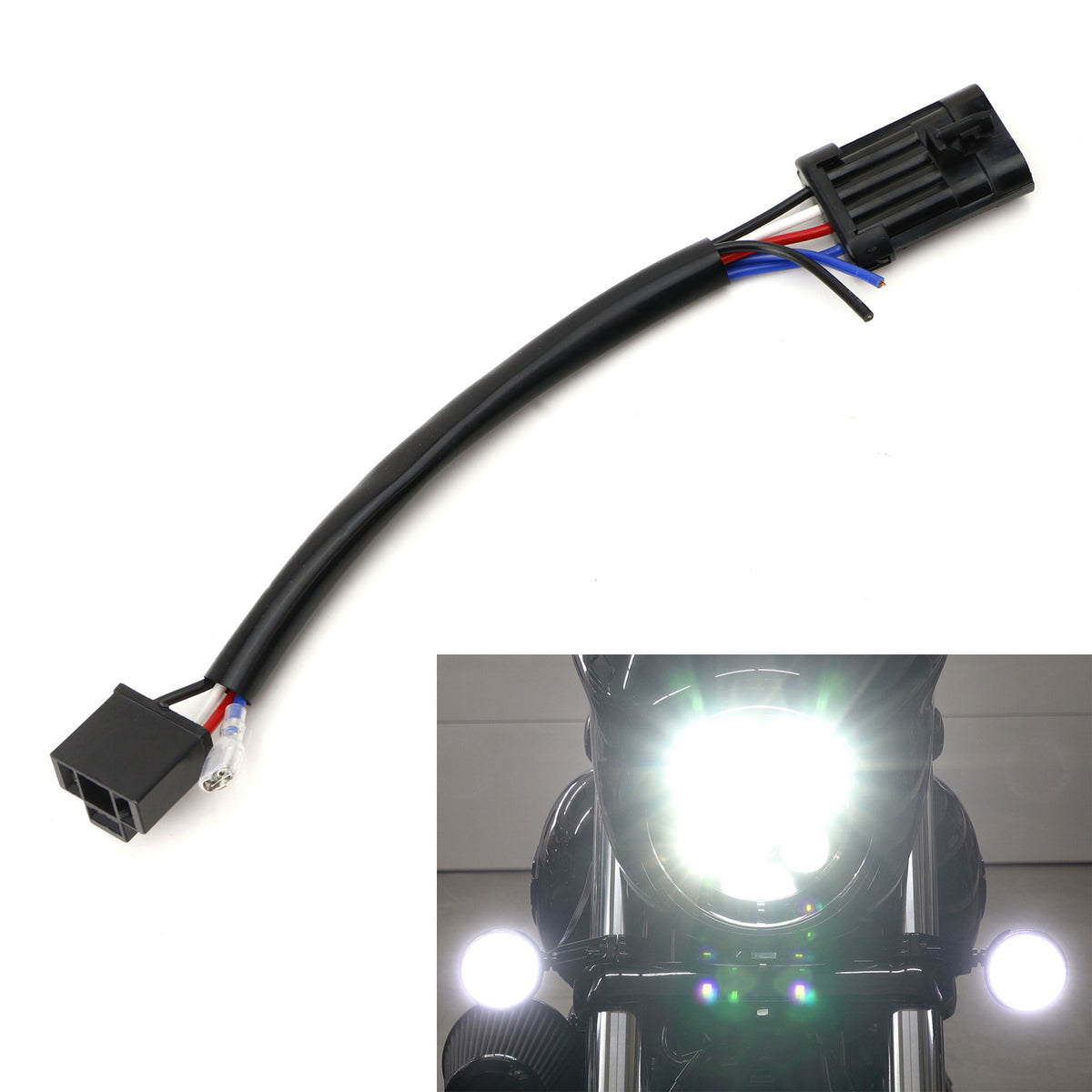 Factory 4-Pin to H4 Headlight Conversion Adapter For 14+ Harley-Davids ...