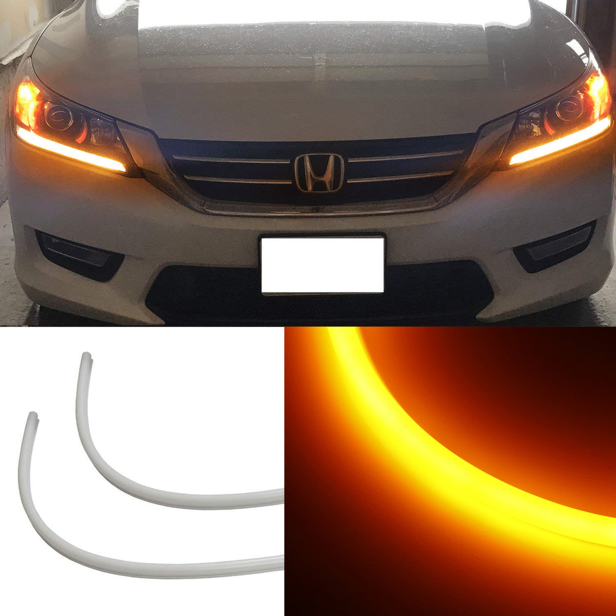 Even Illuminating Headlight Amber LED DRL Lights Retrofit For 13-15 Ac ...