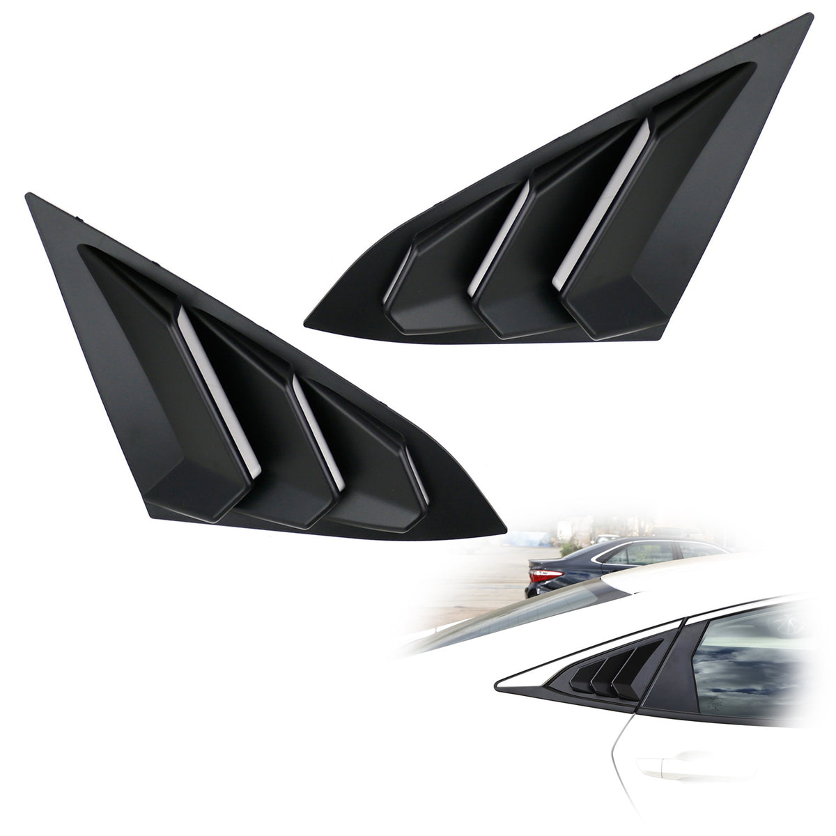 Black Racing Style Rear Side Window Scoop Air Vent/Louver For 16-21 Ci ...