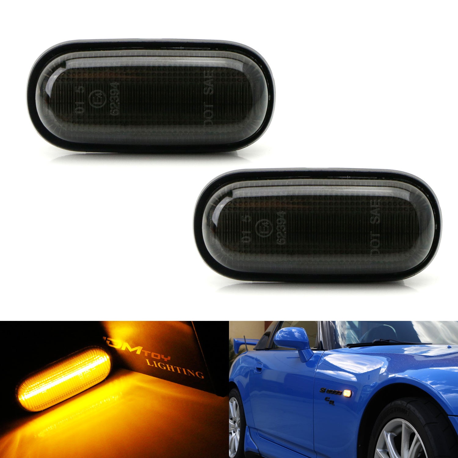 Smoked Lens Amber LED Front Fender Side Marker Light Kit For 2000-09 H ...
