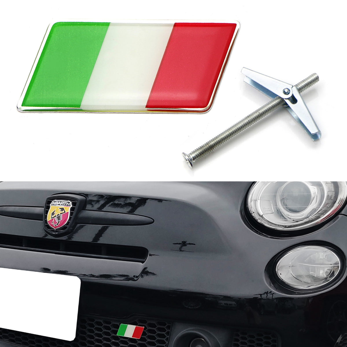 Grille Mount Italia National Flag Emblem Badge Kit For Fiat Maserati A ...