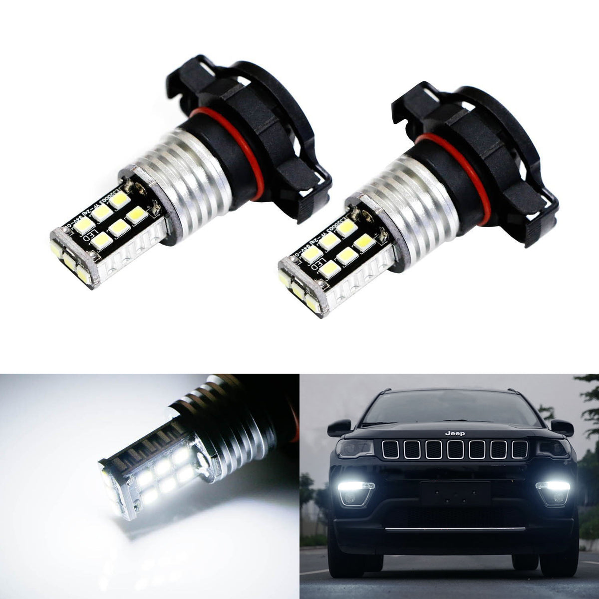 White 15-SMD High Power LED Daytime Running Light Bulbs For 2017-up Je ...