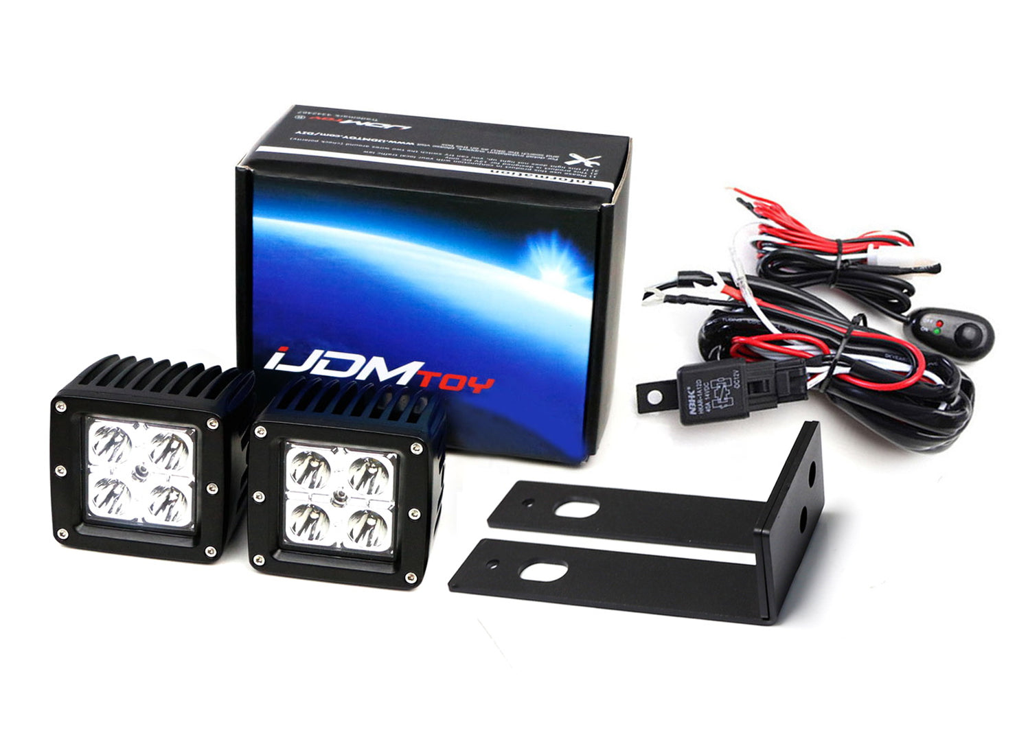 Dual 20W 2x2 LED Pod Light w/Rear Bumper Mount, Wire For 18-up Jeep Wr ...