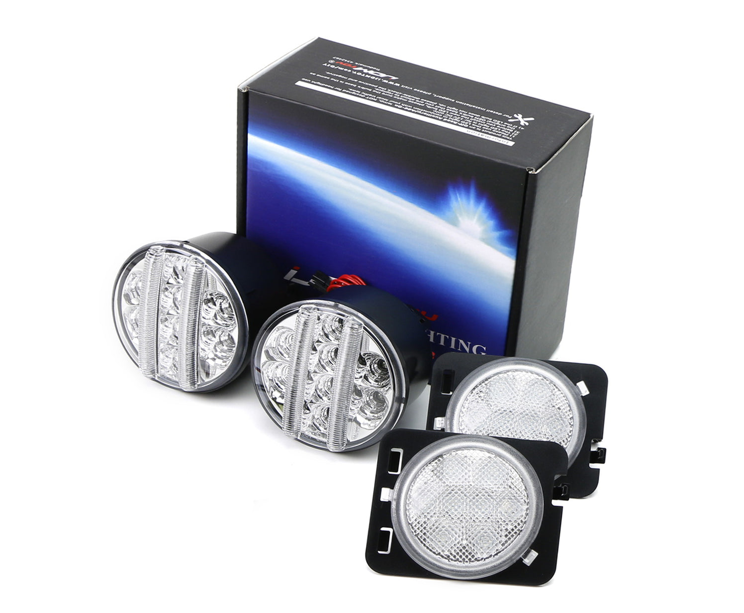 Clear Lens LED DRL/Turn Signal w/ LED Sidemarker Combo Kit For Jeep Wr ...