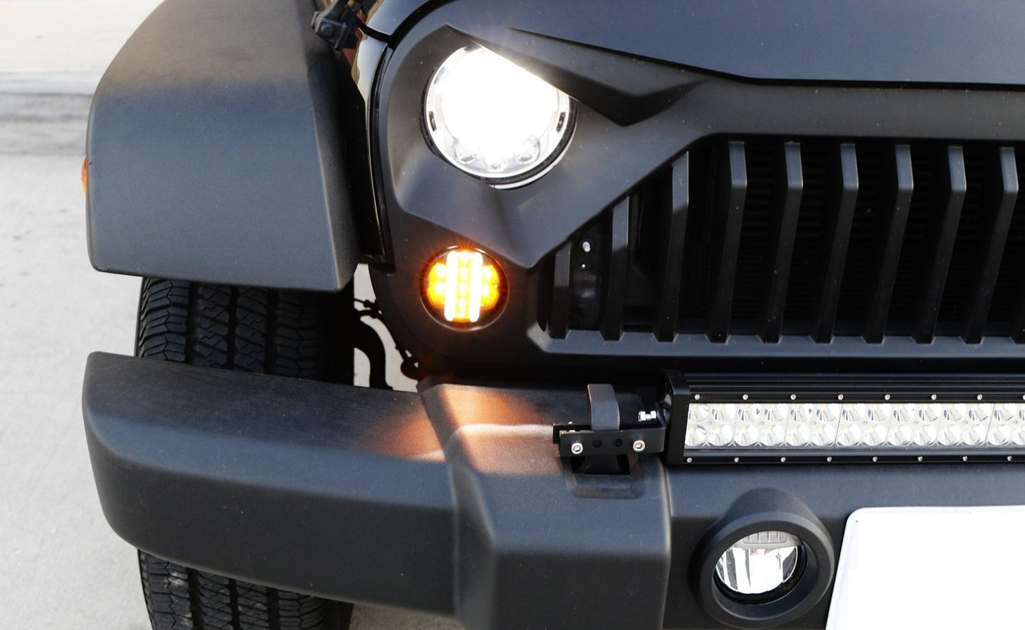 Smoked Lens LED DRL/Turn Signal w/ LED Sidemarker Combo Kit For Jeep W ...