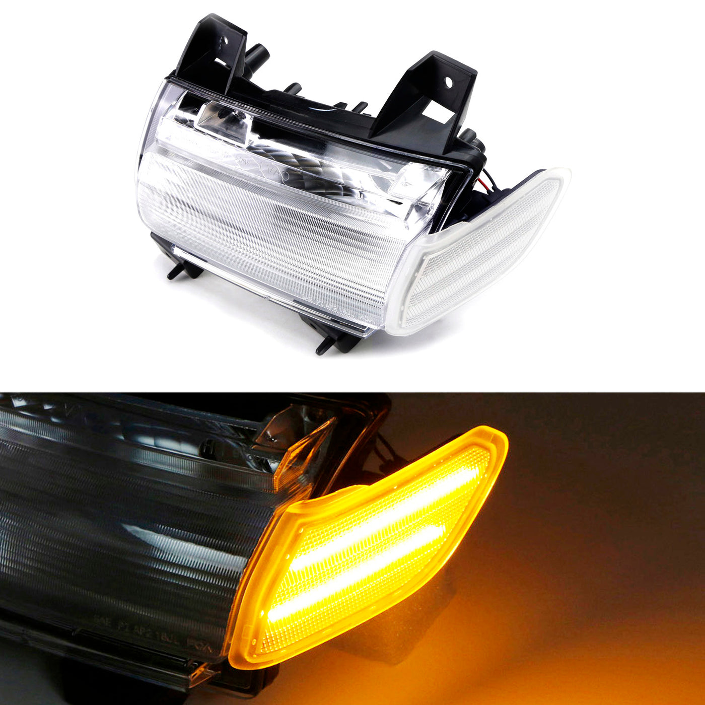 Clear Lens 27-Diode Amber Full LED Side Marker Lamp Assy For 18-up Jee ...