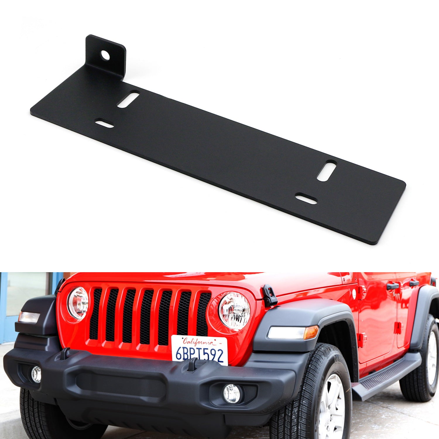 No Drill Front Bumper License Plate Bracket Relocator For 18-up Jeep W ...