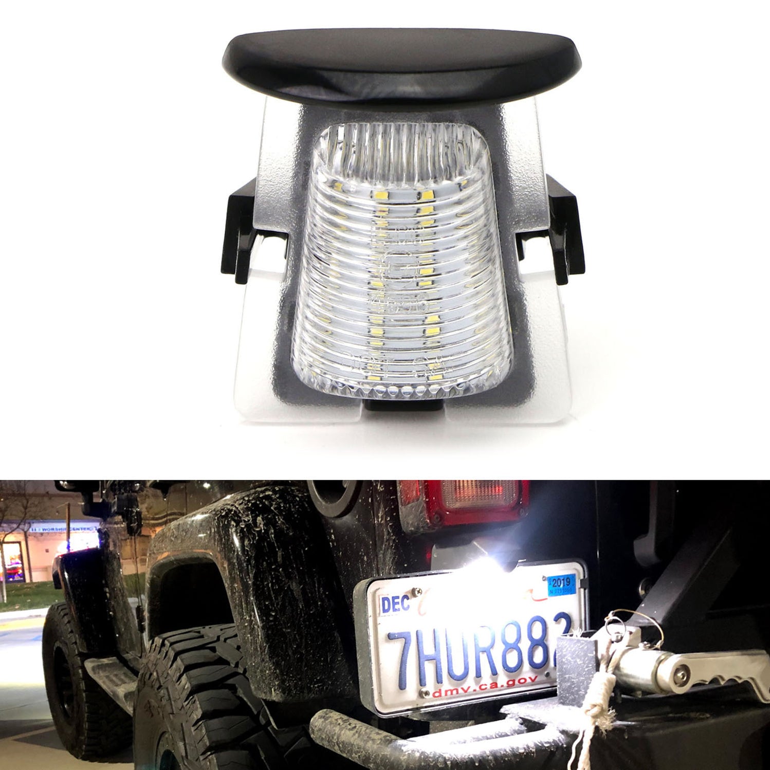 Clear Lens OE-Fit 3W Full LED License Plate Light Kit For 07-17 Jeep W ...