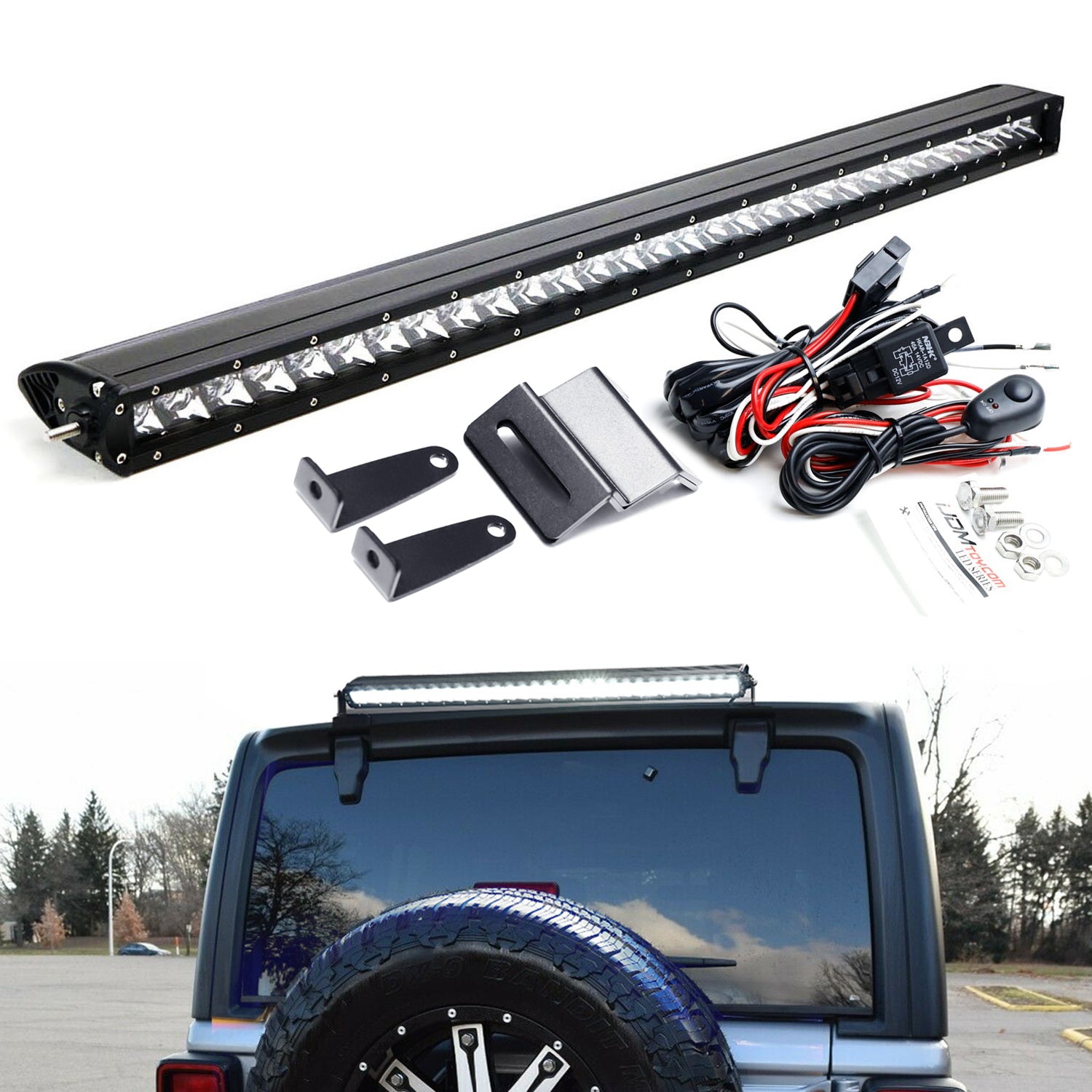 Above Rear Window Mount 30-Inch LED Light Bar Kit For 07-up Jeep Wrang ...