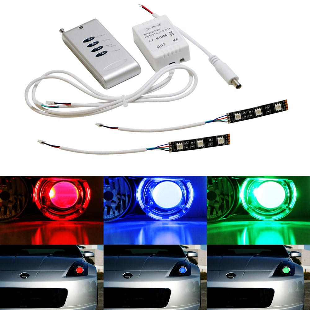 RGB Demon Eye LED + Wireless Remote For Car Bike Headlights Projector ...