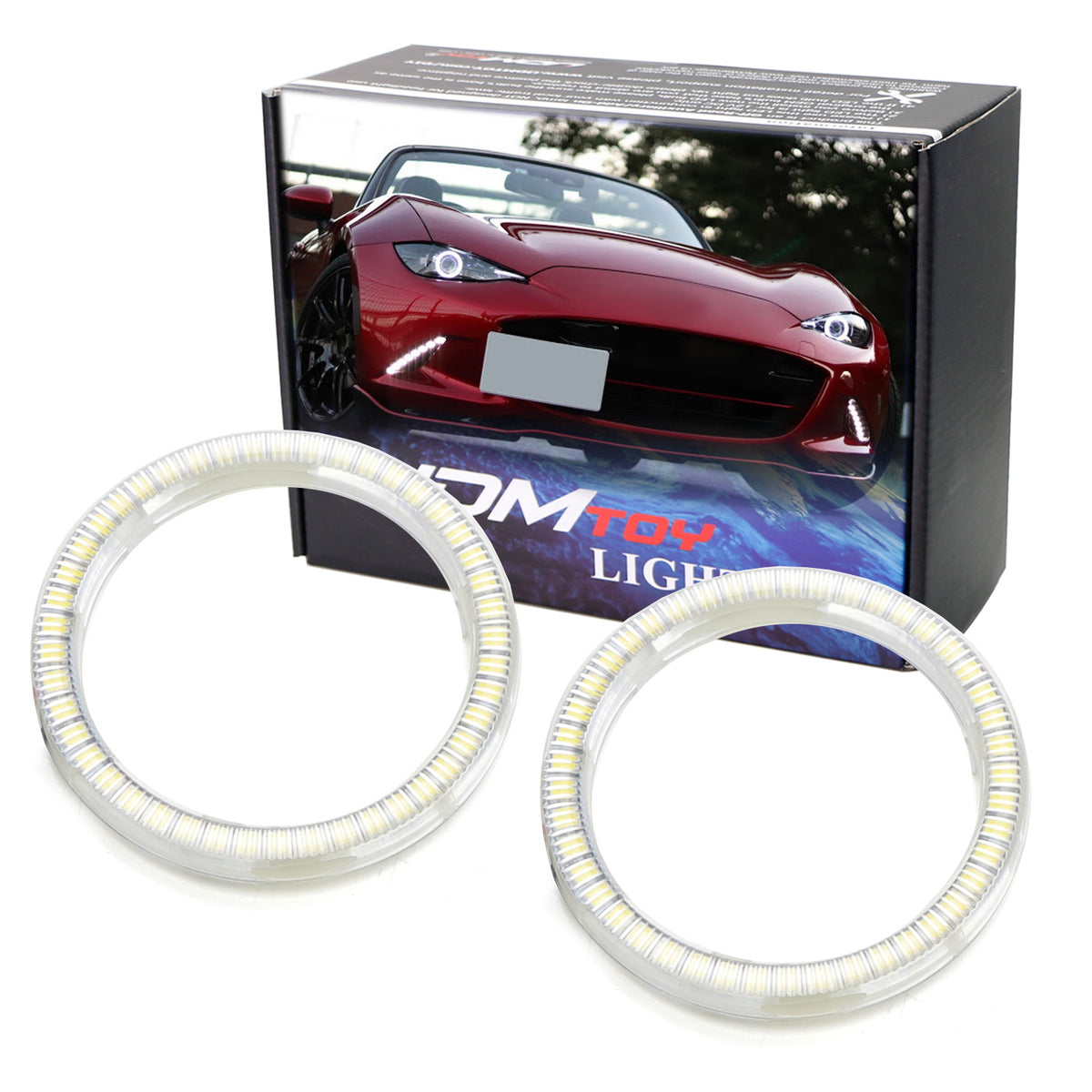 Pair 75mm Xenon White LED Headlight Retrofit Decoration Halo Ring Ligh ...