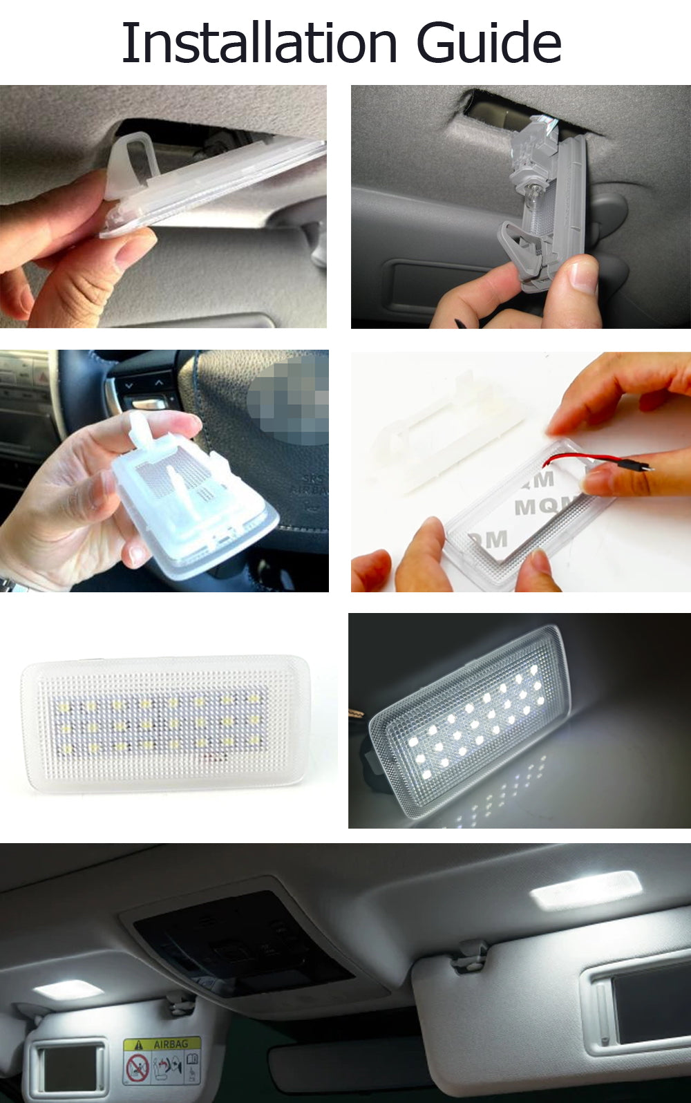 48-SMD White Full LED Sunvisor Vanity Light Replacement Boards For Lex ...