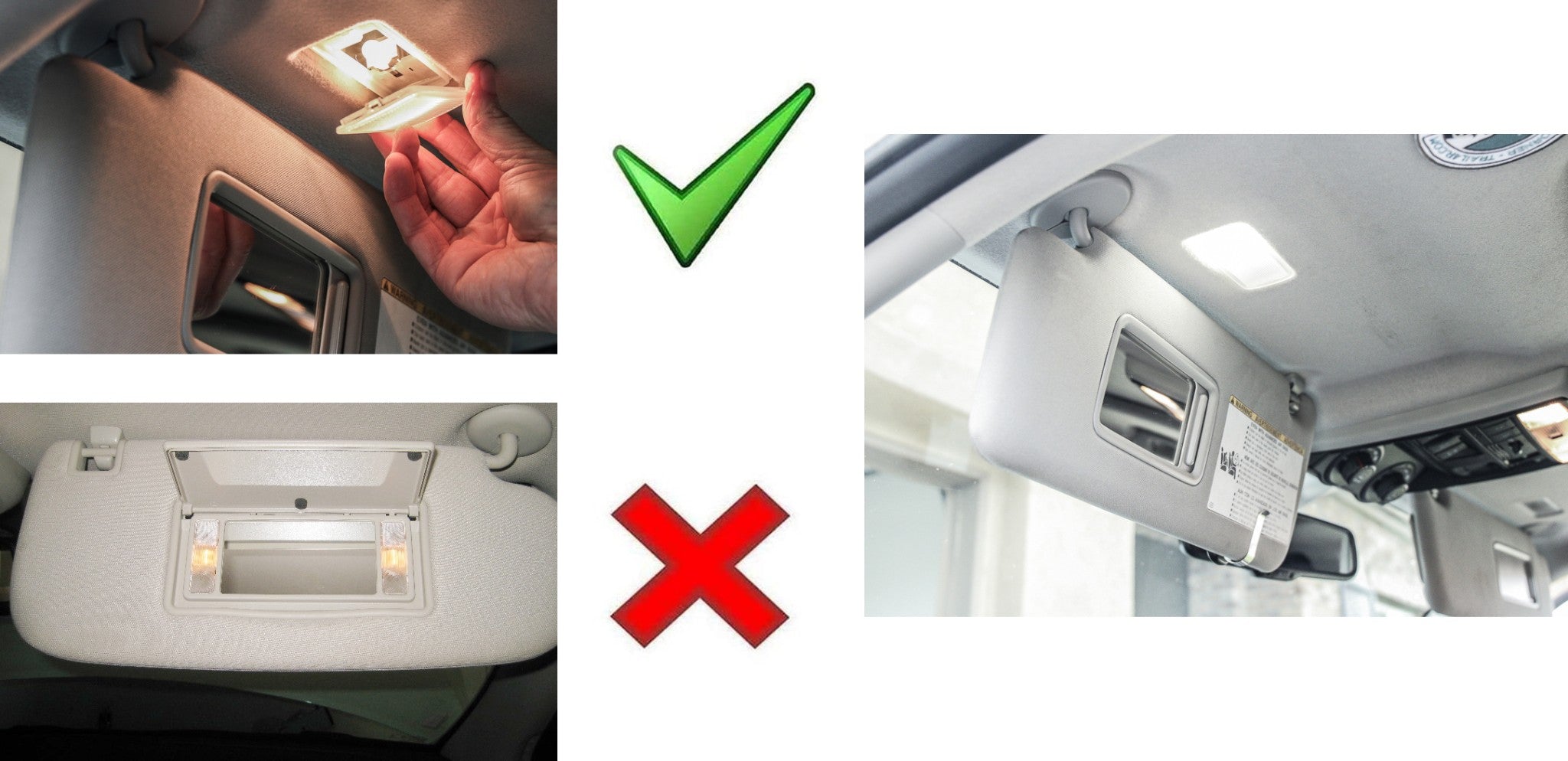 48-SMD White Full LED Sunvisor Vanity Light Replacement Boards For Lex ...