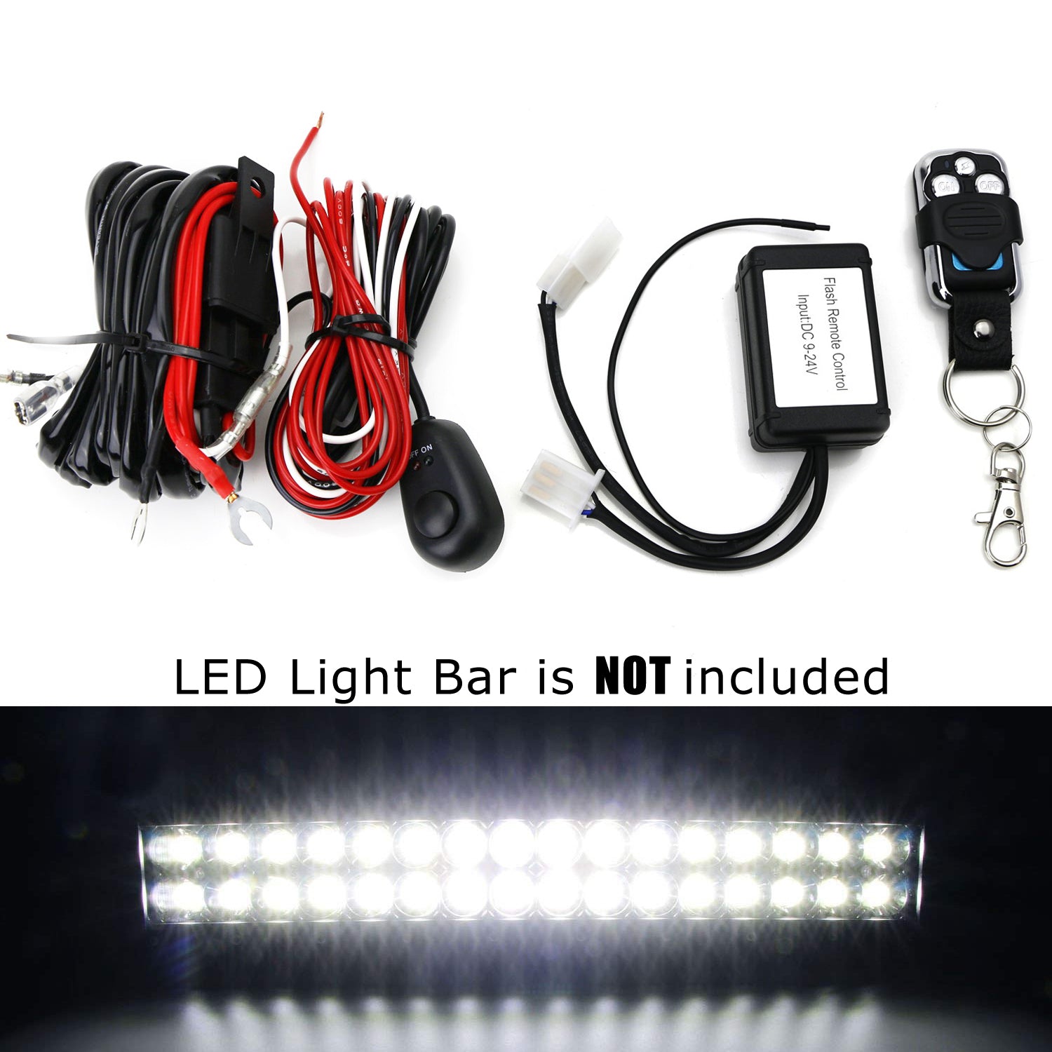 LED Light Bar Relay Wiring Harness w/LED Indicator Light Switch, Remot ...