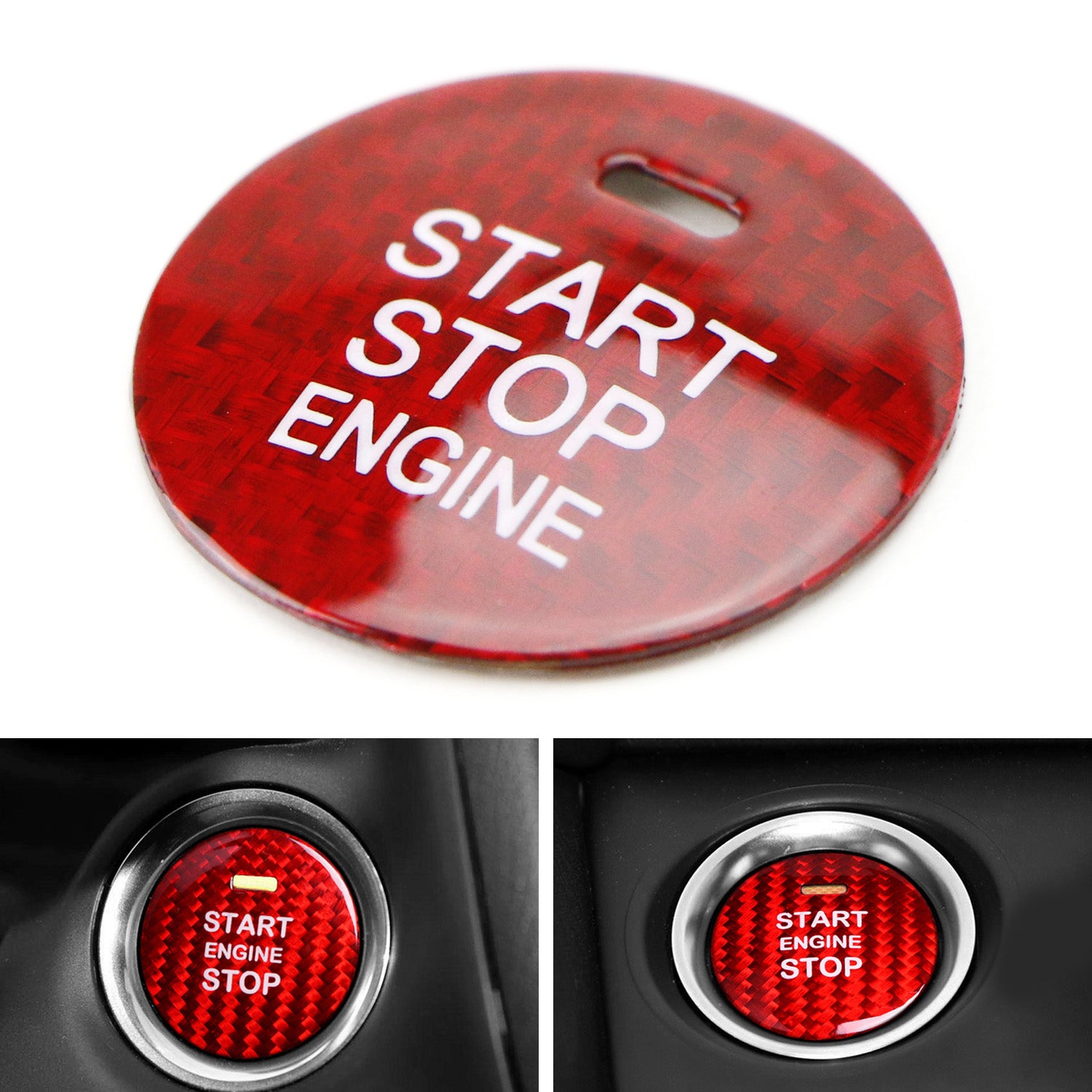 Red Real Carbon Fiber Keyless Engine Push Start Button For Mazda 3 6 CX ...