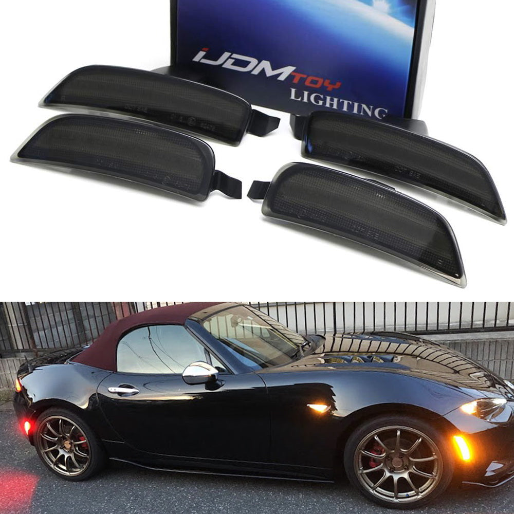 Smoked Lens Amber/Red Full LED Side Marker Light Kit For 16-up Mazda M ...