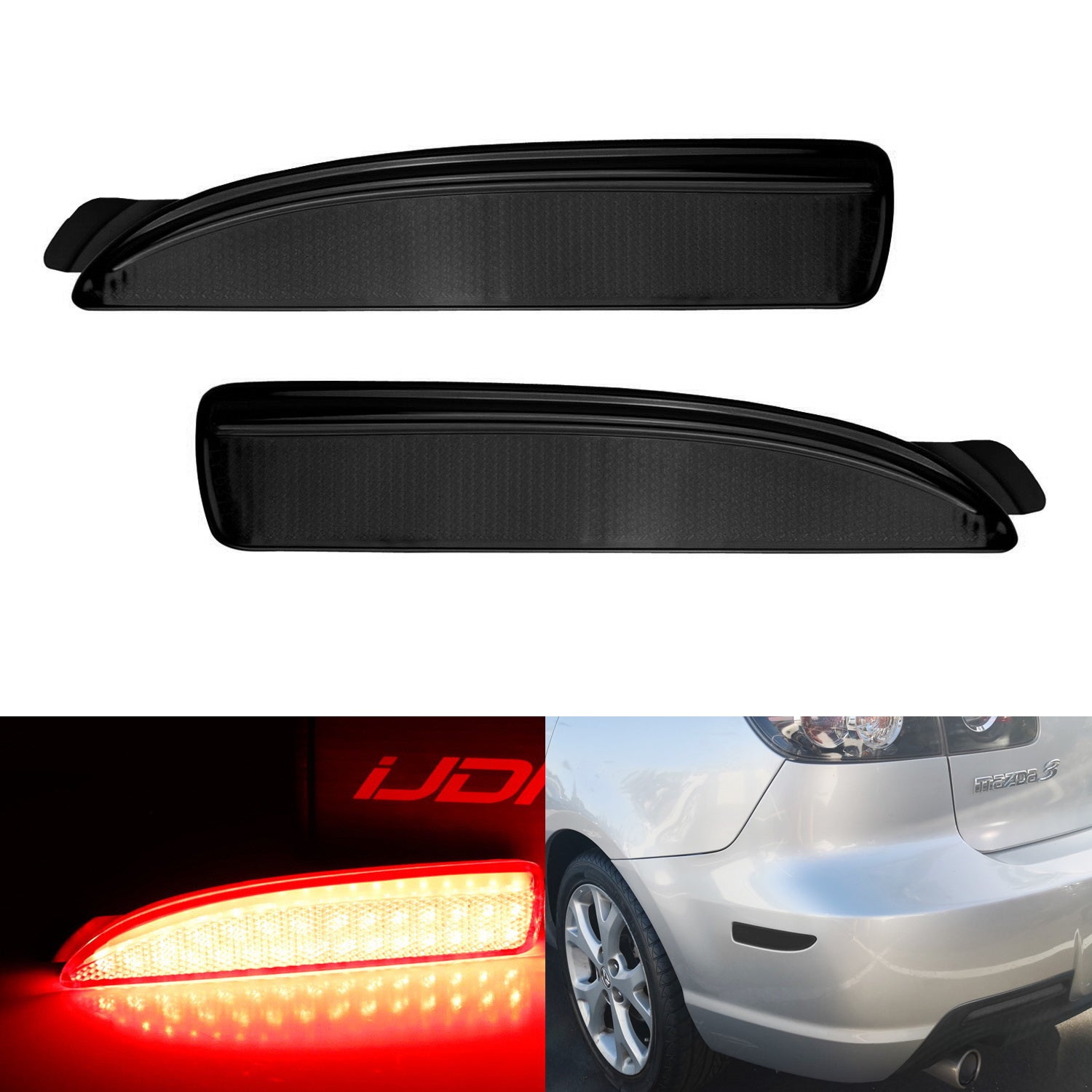 Smoked Lens 90-SMD Full Red LED Side Marker Light Assy For 2004-2008 M ...