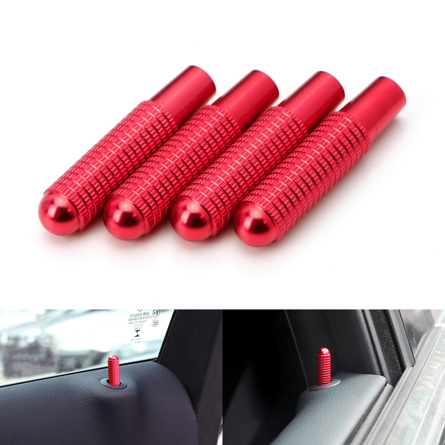 Red Aluminum Bolt-On Replace Door Lock Knobs For Mercedes C E S GLC GL ...