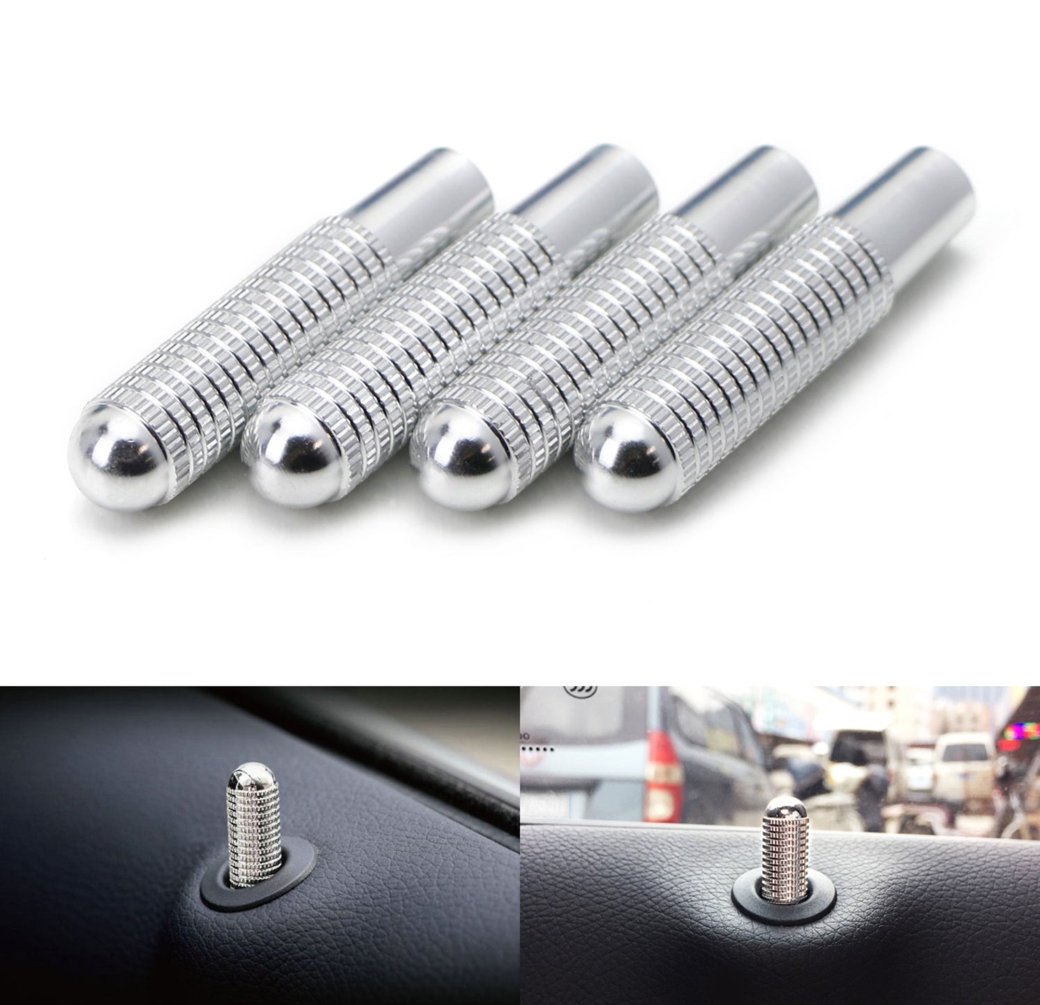 Mercedes Door Lock Knobs Silver Aluminum Door Lock Knobs For Mercedes C ...