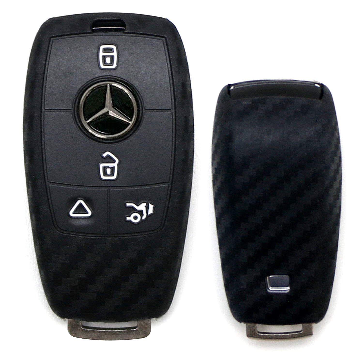 Carbon Fiber Soft Silicone Key Fob Cover For Mercedes 20-up A C CLA CL ...