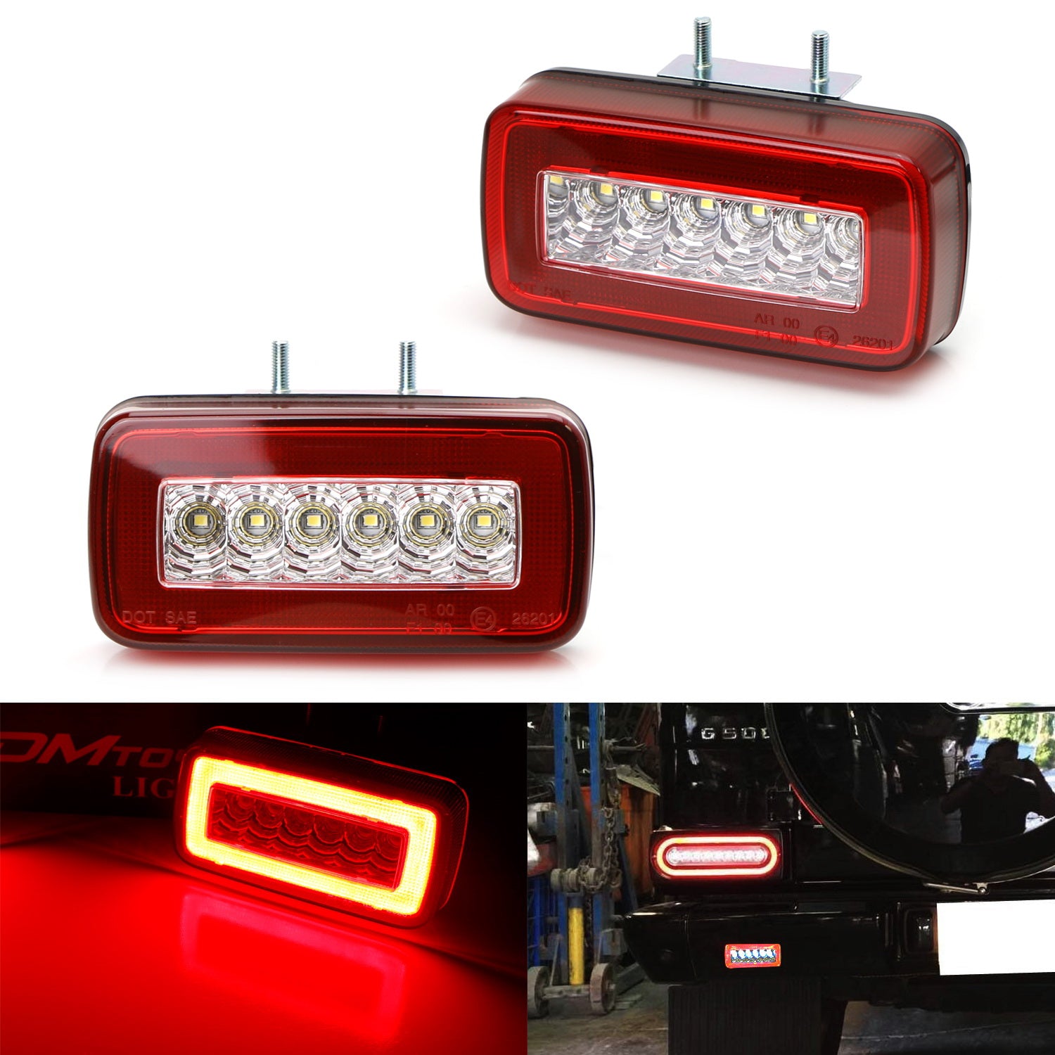 Red Lens Full LED Rear Foglight, Backup Reverse Lamps For Mercedes W46 ...