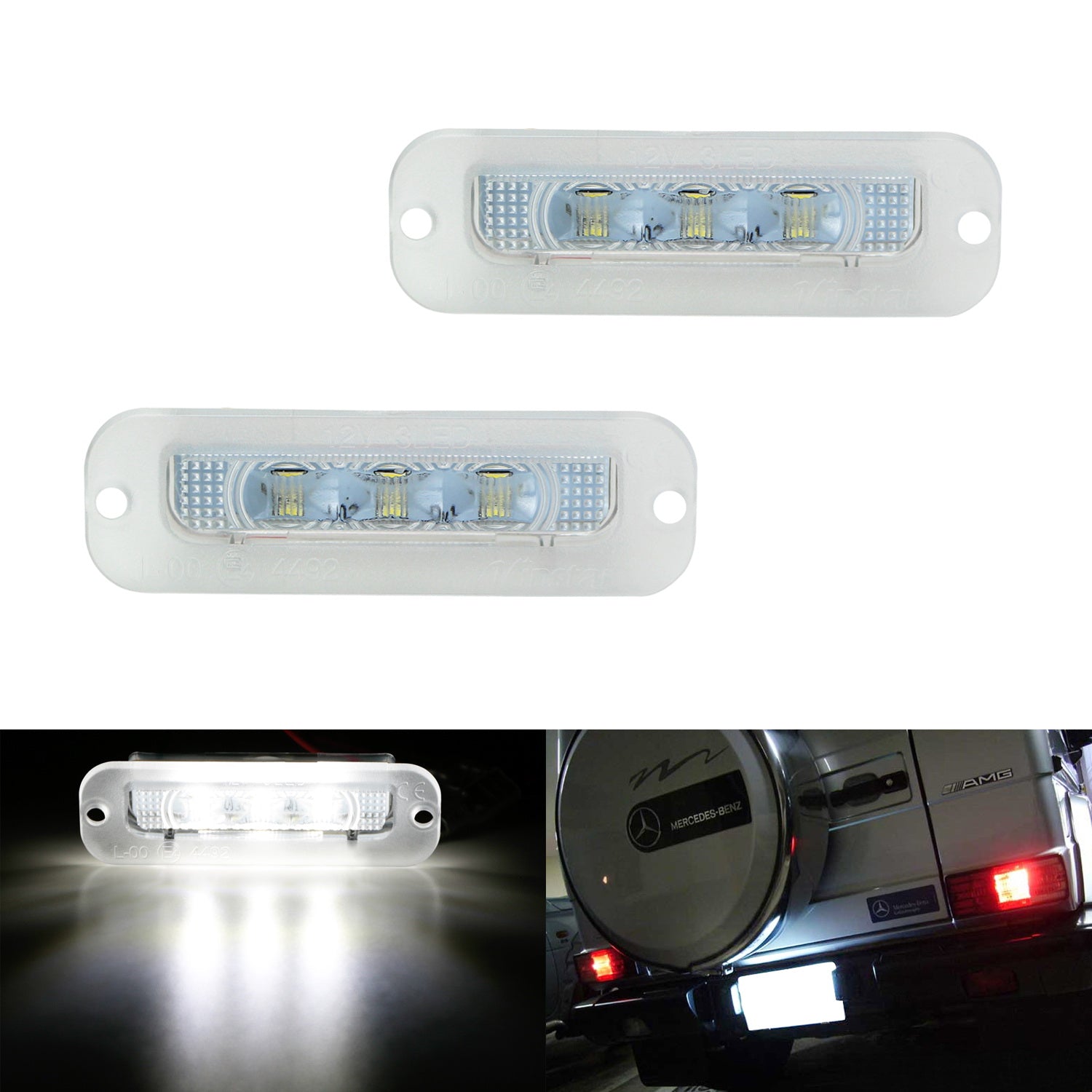 White CAN-bus LED License Plate Lights For 90-12 Mercedes W463 G500 G5 ...