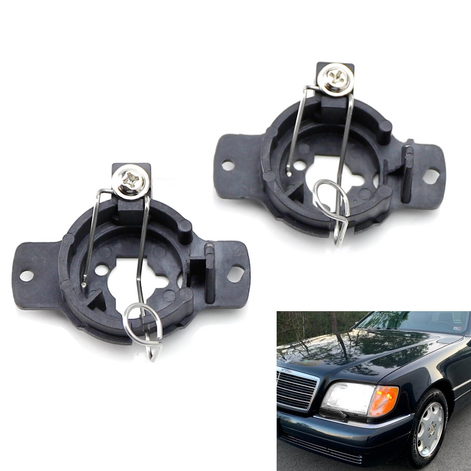 H1 HID Xenon Bulbs Conversion Adapters Holders For Mercedes S320 320 F ...