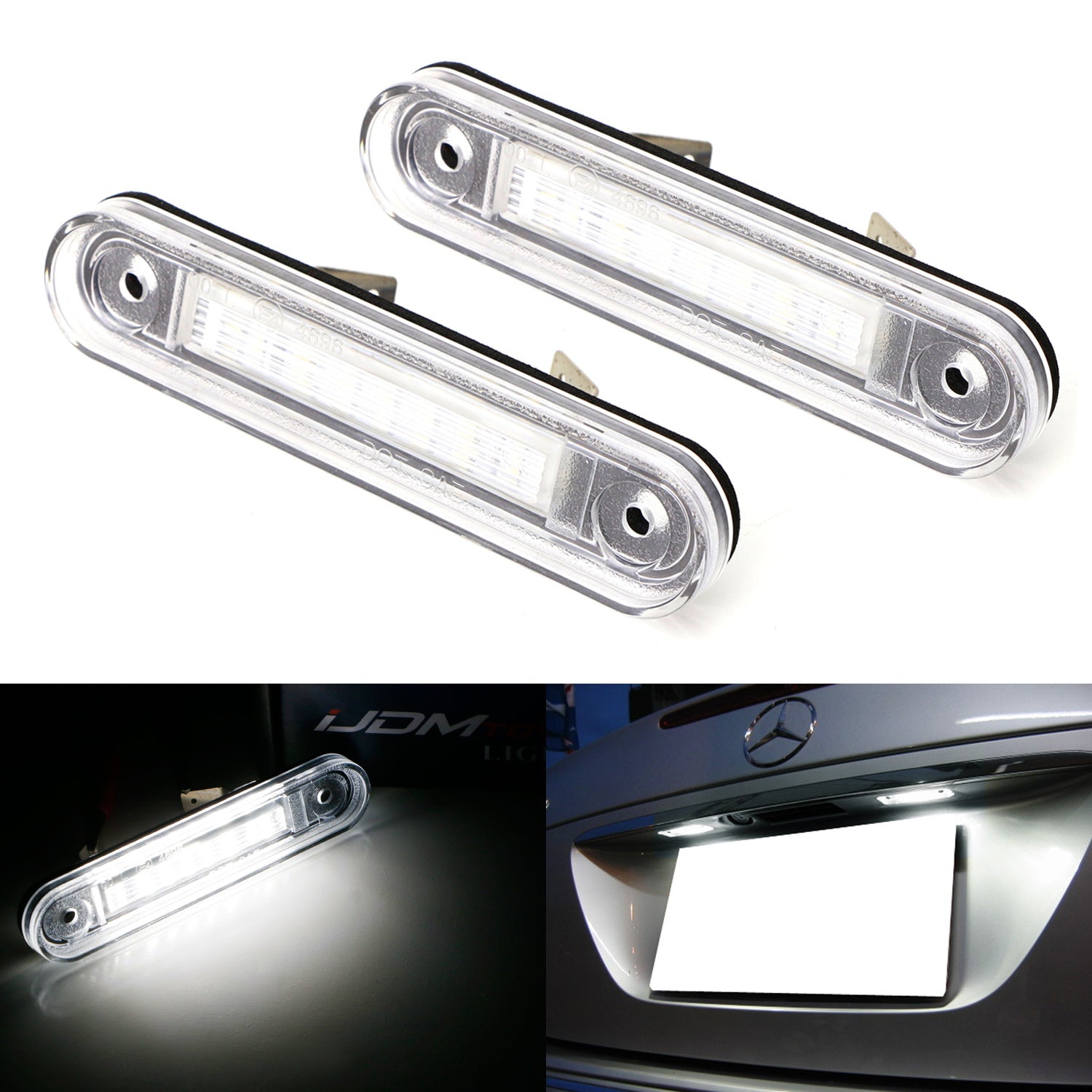 OE-Fit 3W Full LED License Plate Lights For Mercedes W124 W201 E, W202 ...