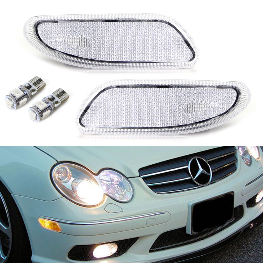 Side Marker Lights w/Amber LED For 01-07 Mercedes W203 C230 C240 C350 ...