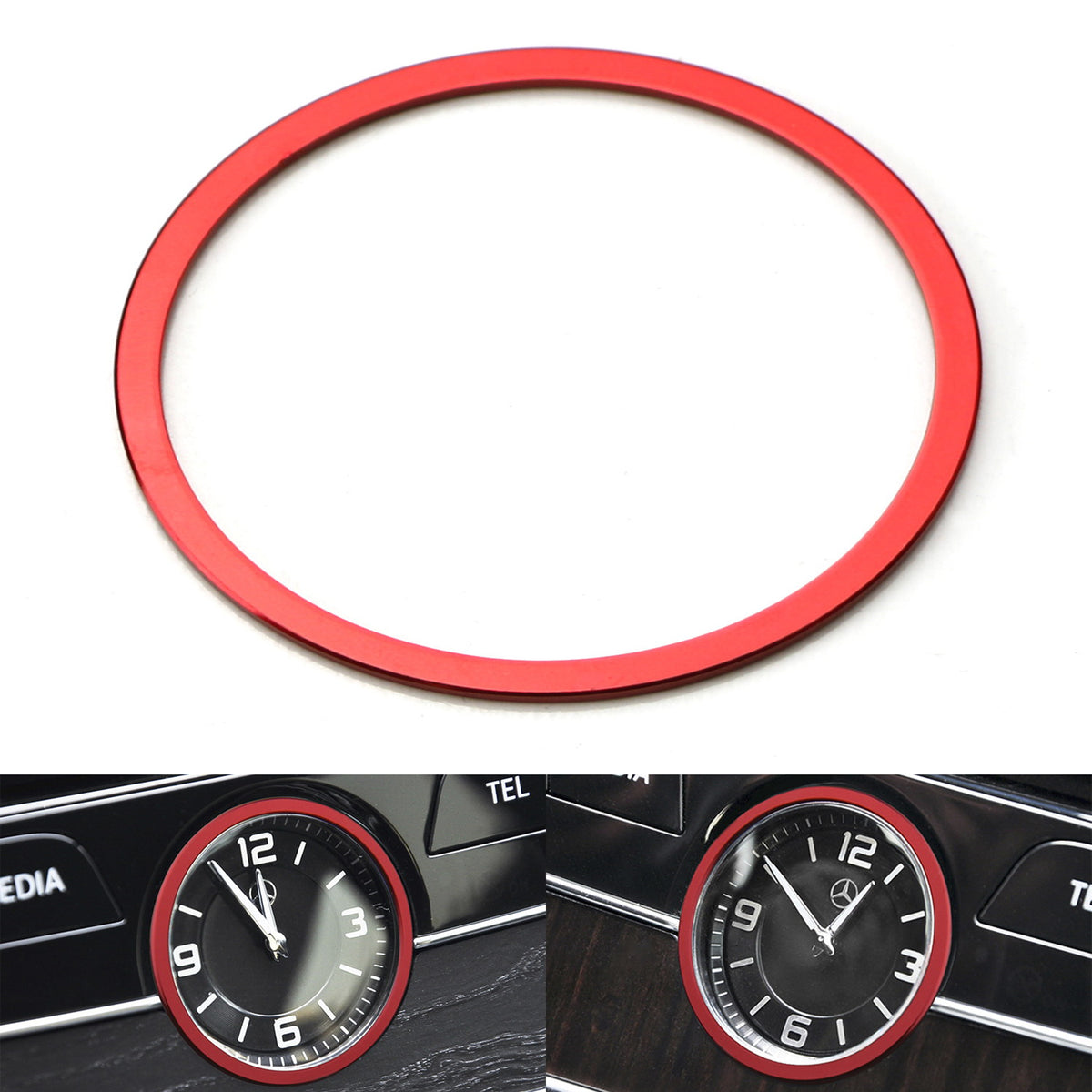 Red Aluminum Dashboard Clock Surrounding Decoration Trims For Mercedes ...
