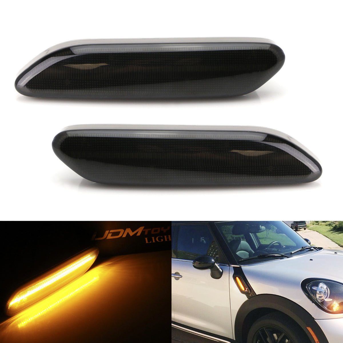 Smoked Lens Full LED Fender Side Marker Blinker Lights For MINI Cooper ...