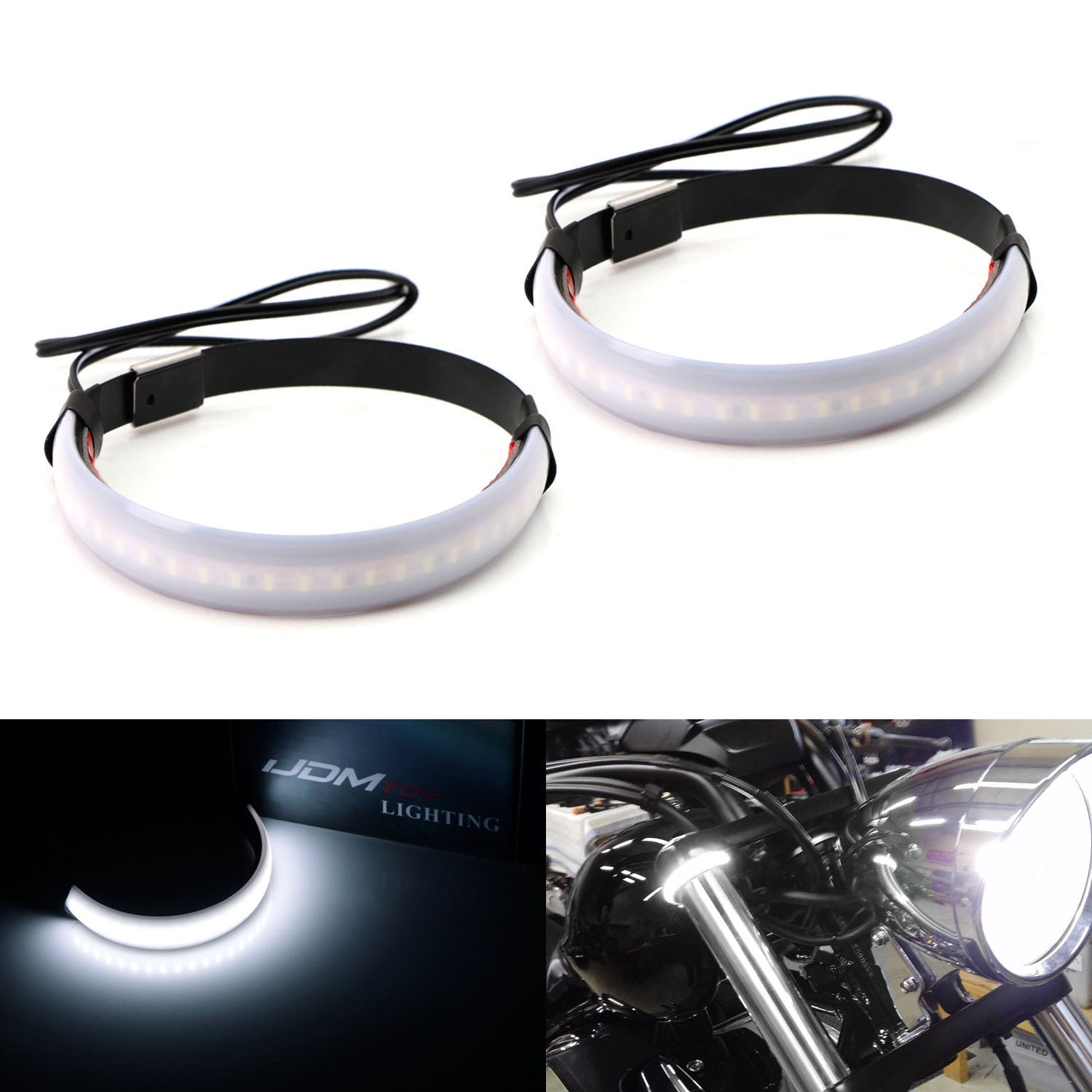 Universal Wrap Around Mount White LED Driving Running Light Strip For ...