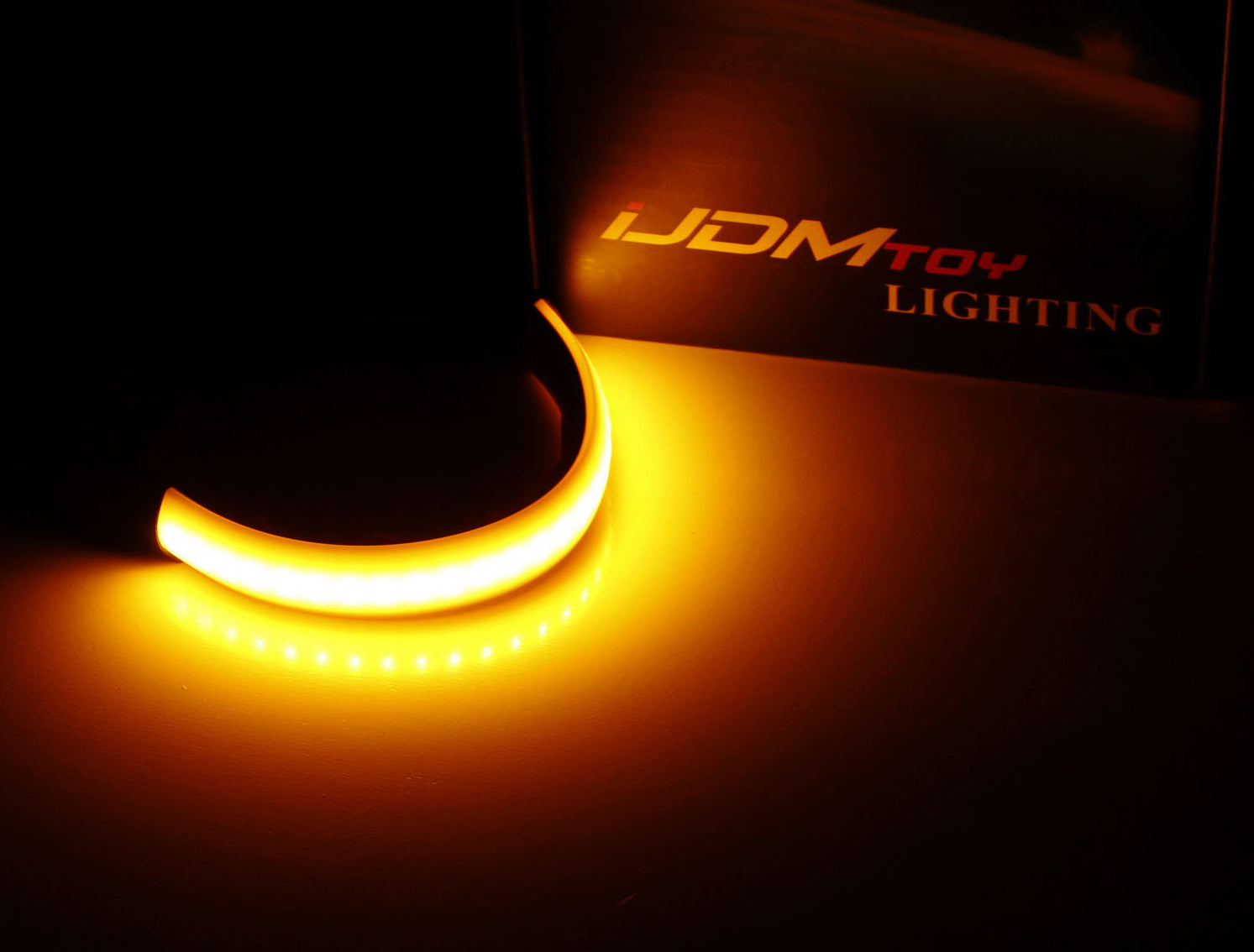 Universal Wrap Around Mount Amber LED Turn Signal Light Strips For Mot ...